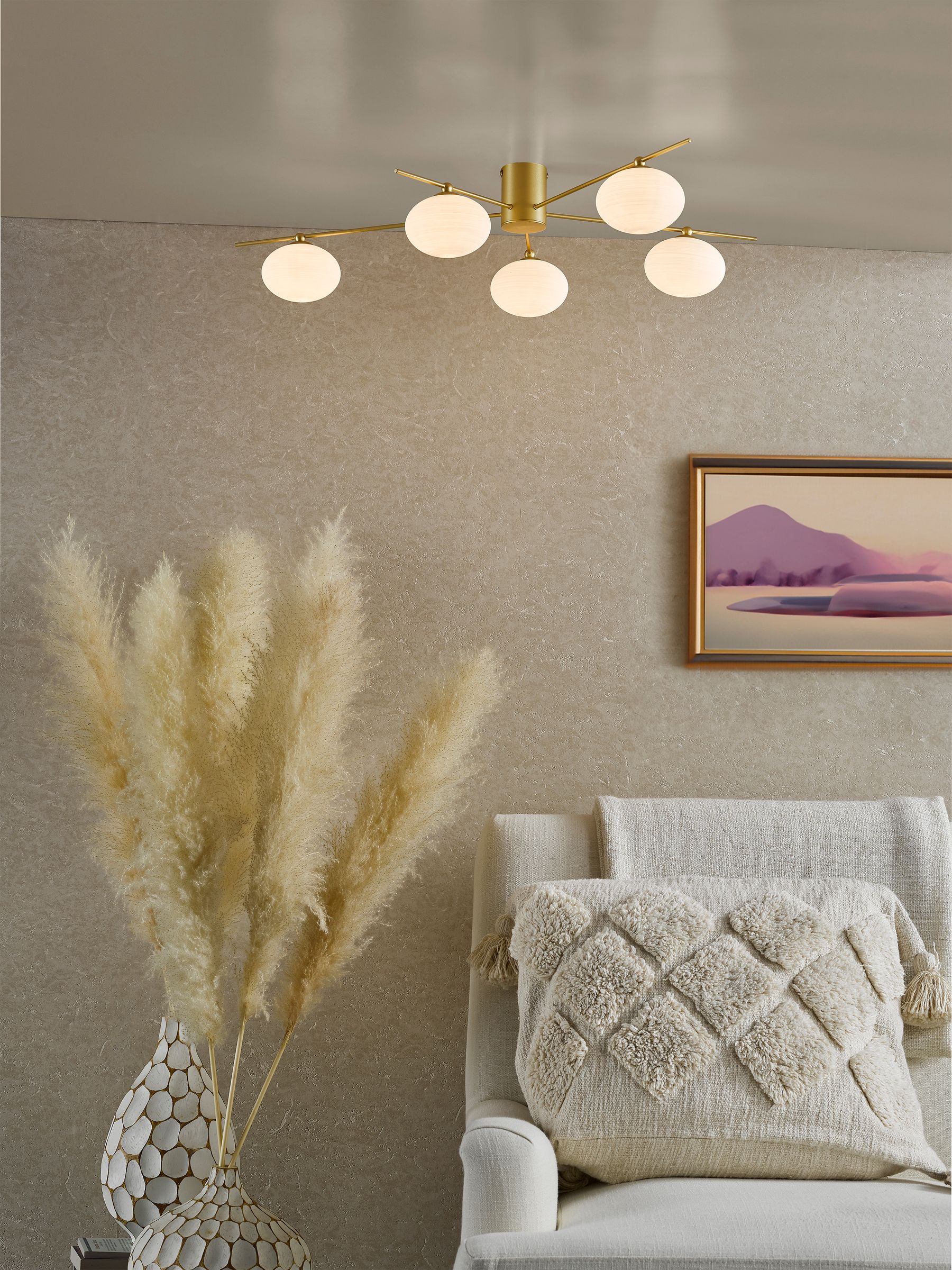 Buy Dar Lighting Gold Jasper 5 Light Semi Flush Ceiling Light from the ...