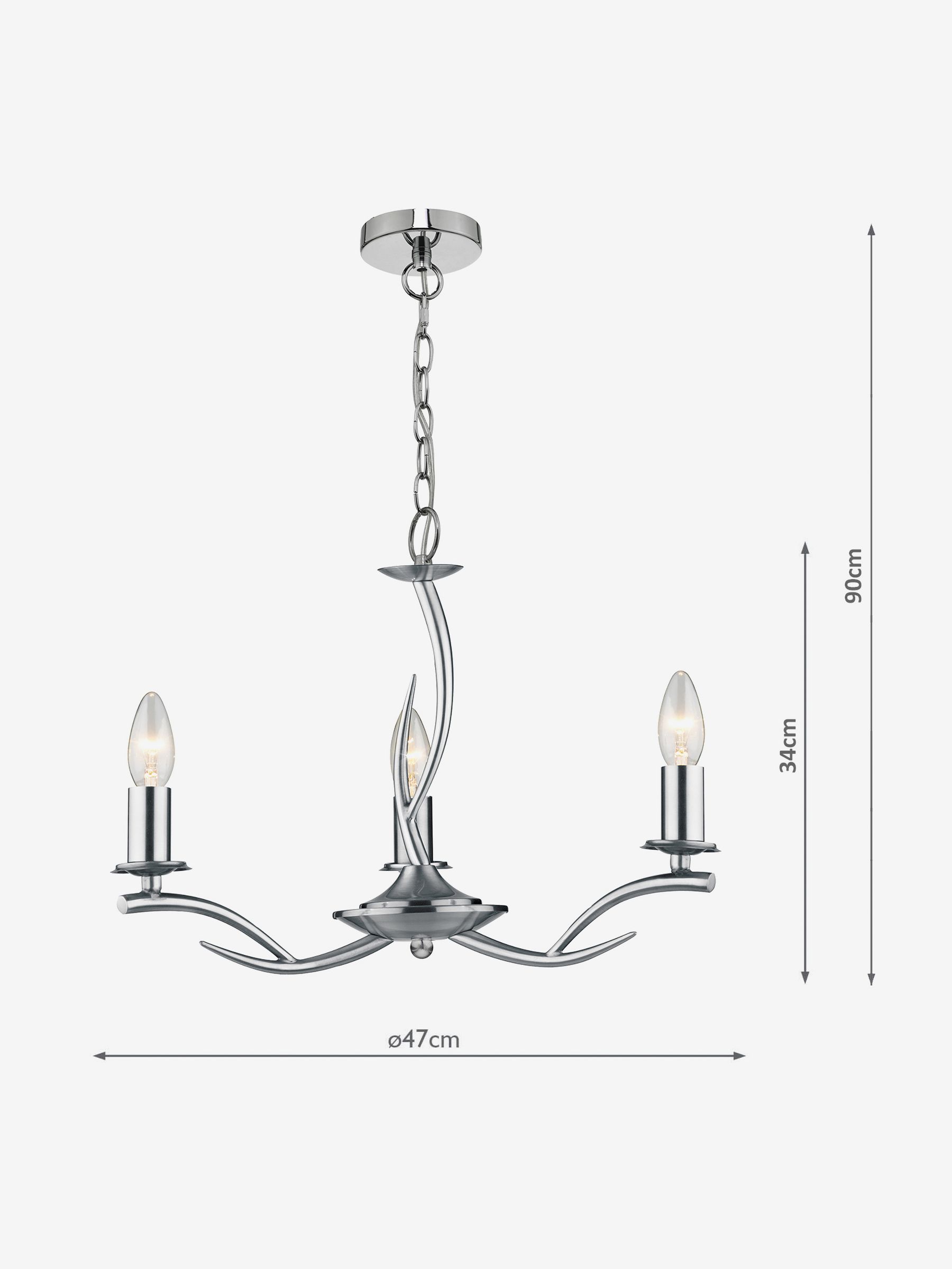 Buy Dar Lighting Chrome Elka 3 Light Pendant Ceiling Light from the ...