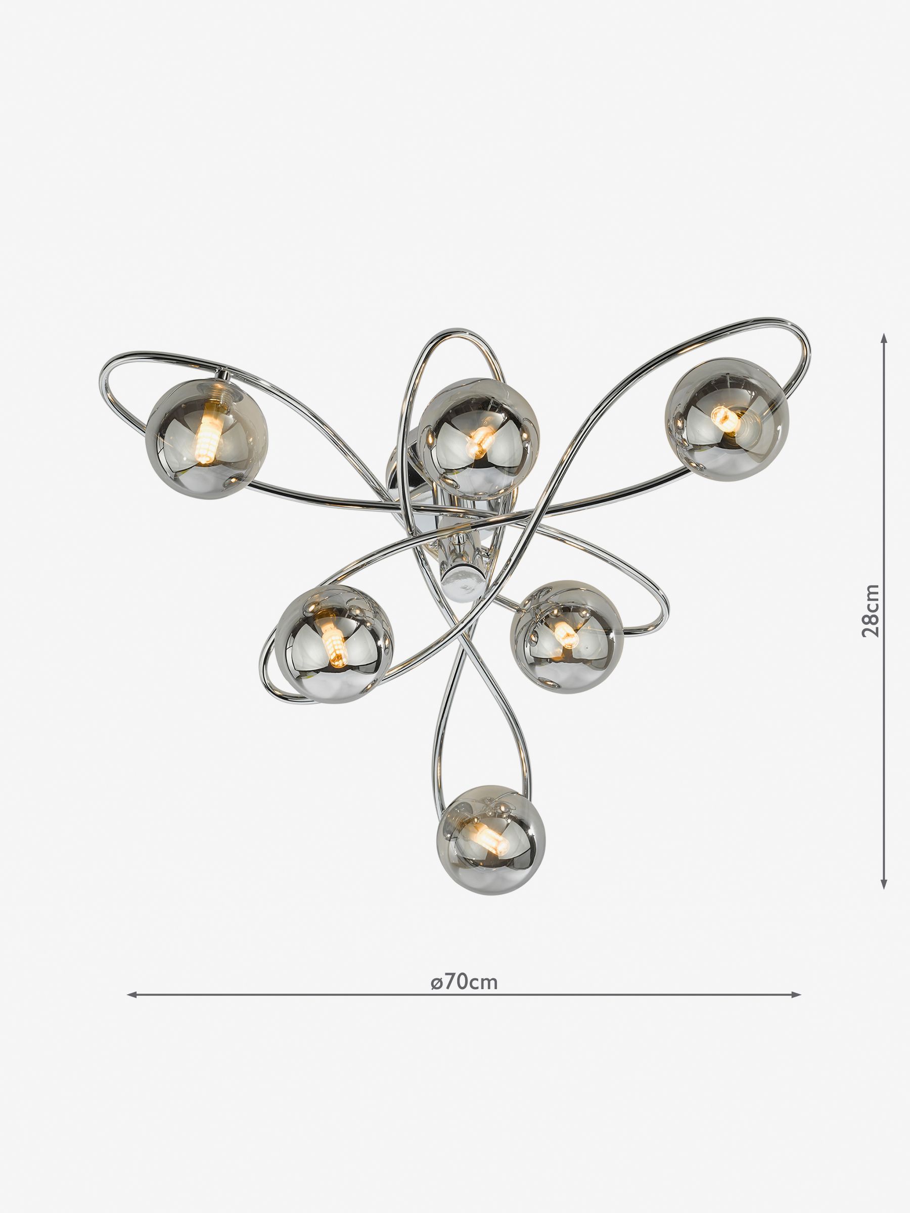 Buy Dar Lighting Chrome Lysandra 6 Light Semi-Flush Ceiling Light from ...