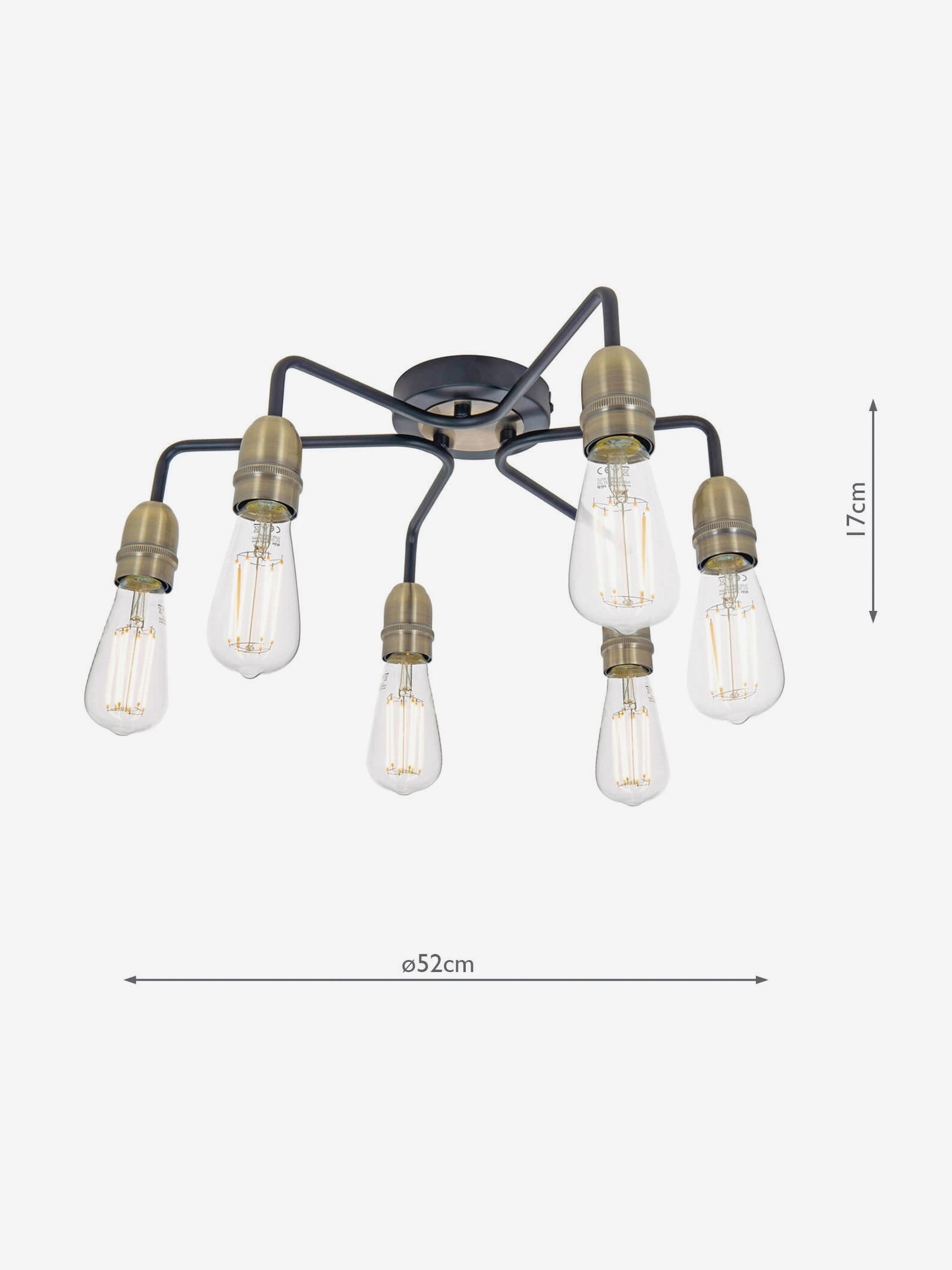 Buy Dar Lighting Black Kiefer 6 Light Flush Ceiling Light from the Next ...
