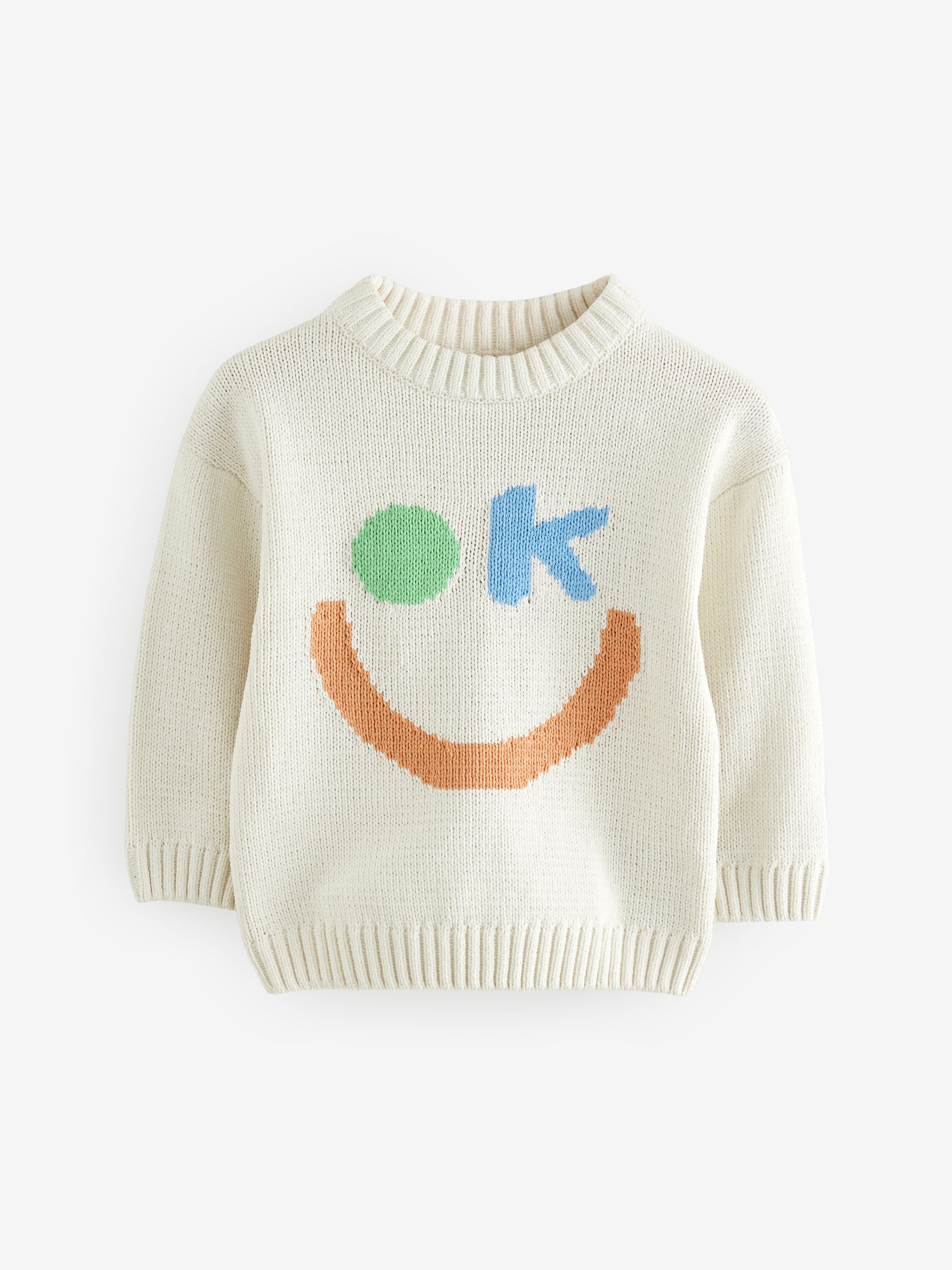 Buy Ecru OK Smile Knitted Crew Neck Jumper (3mths-7yrs) from the Next ...