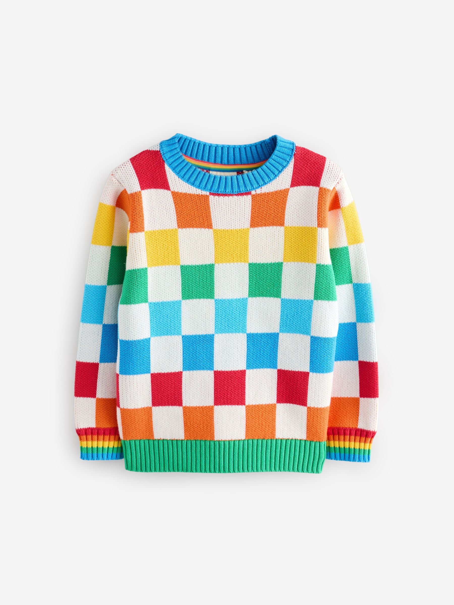 Buy Little Bird by Jools Oliver Multi Rainbow Checkerboard Knitted 100% ...