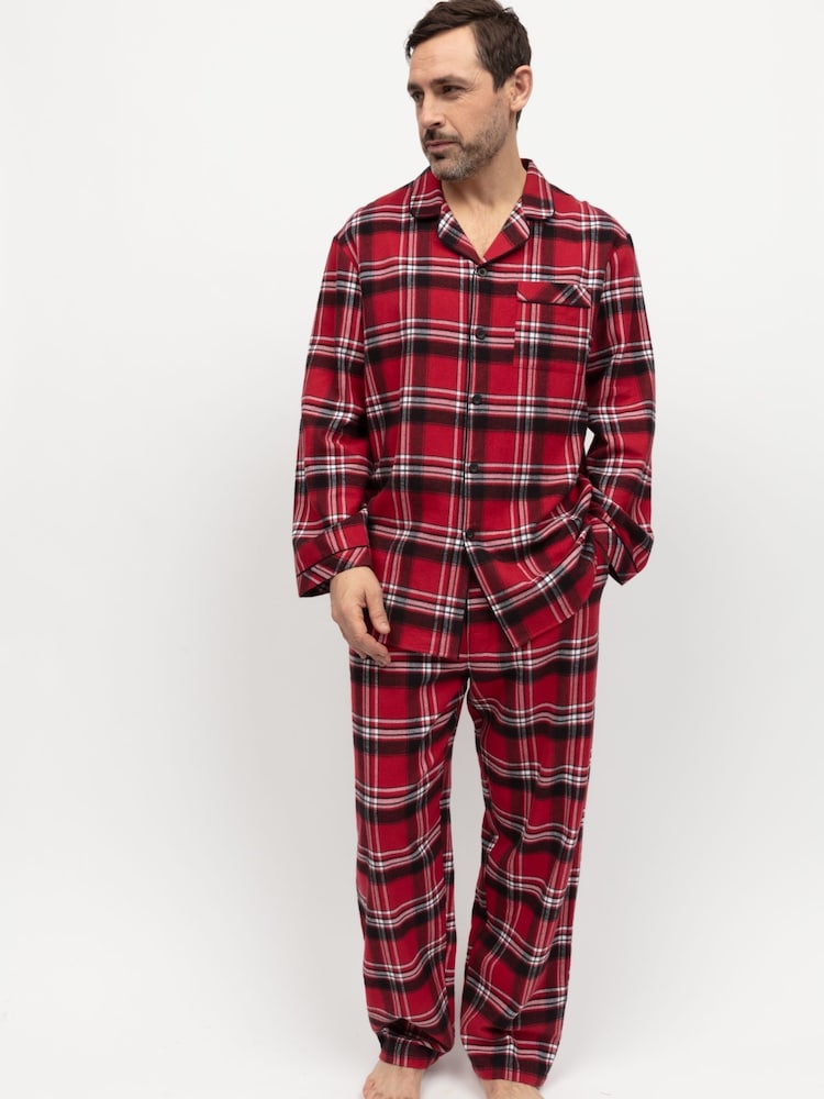 Buy Cyberjammies Red Mens Check Long Sleeve 100% Cotton Pyjamas Set ...