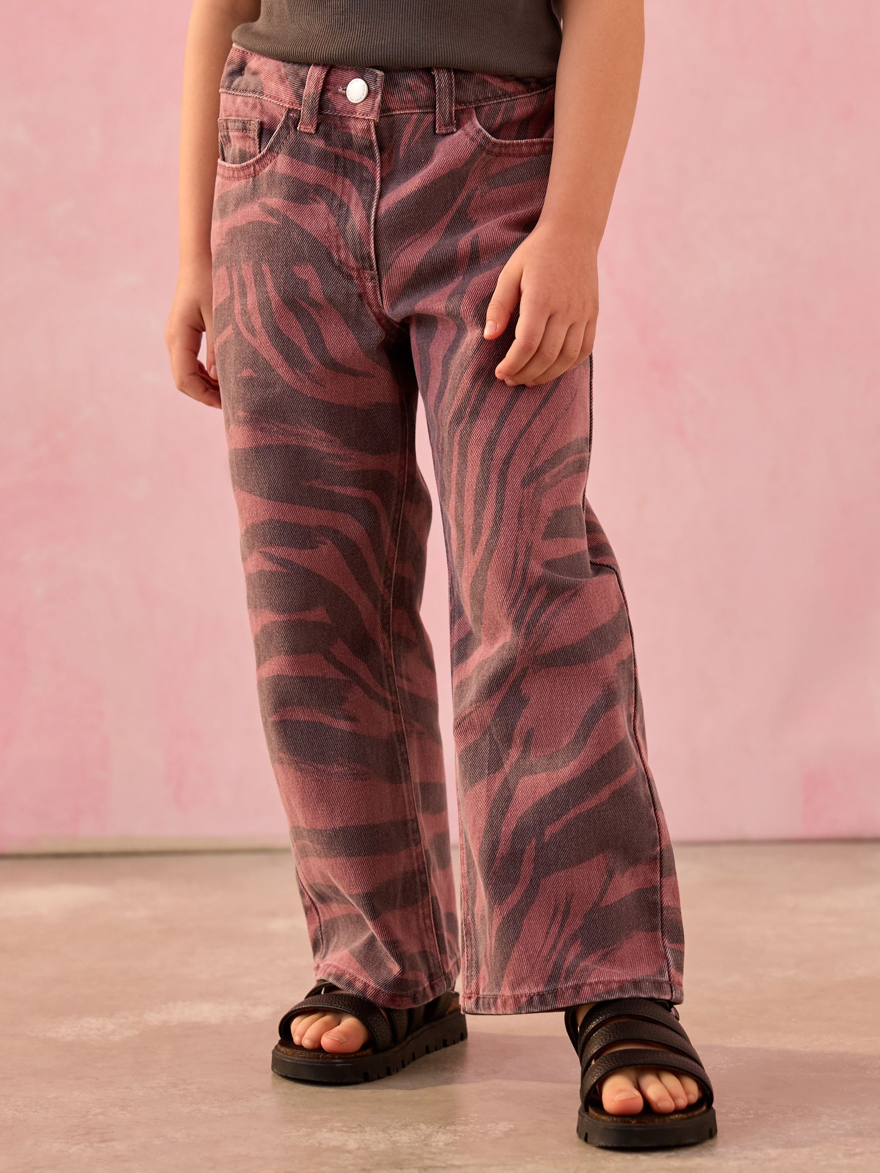 Buy Berry Zebra Print Wide Leg Jeans (3-16yrs) from the Next UK online shop