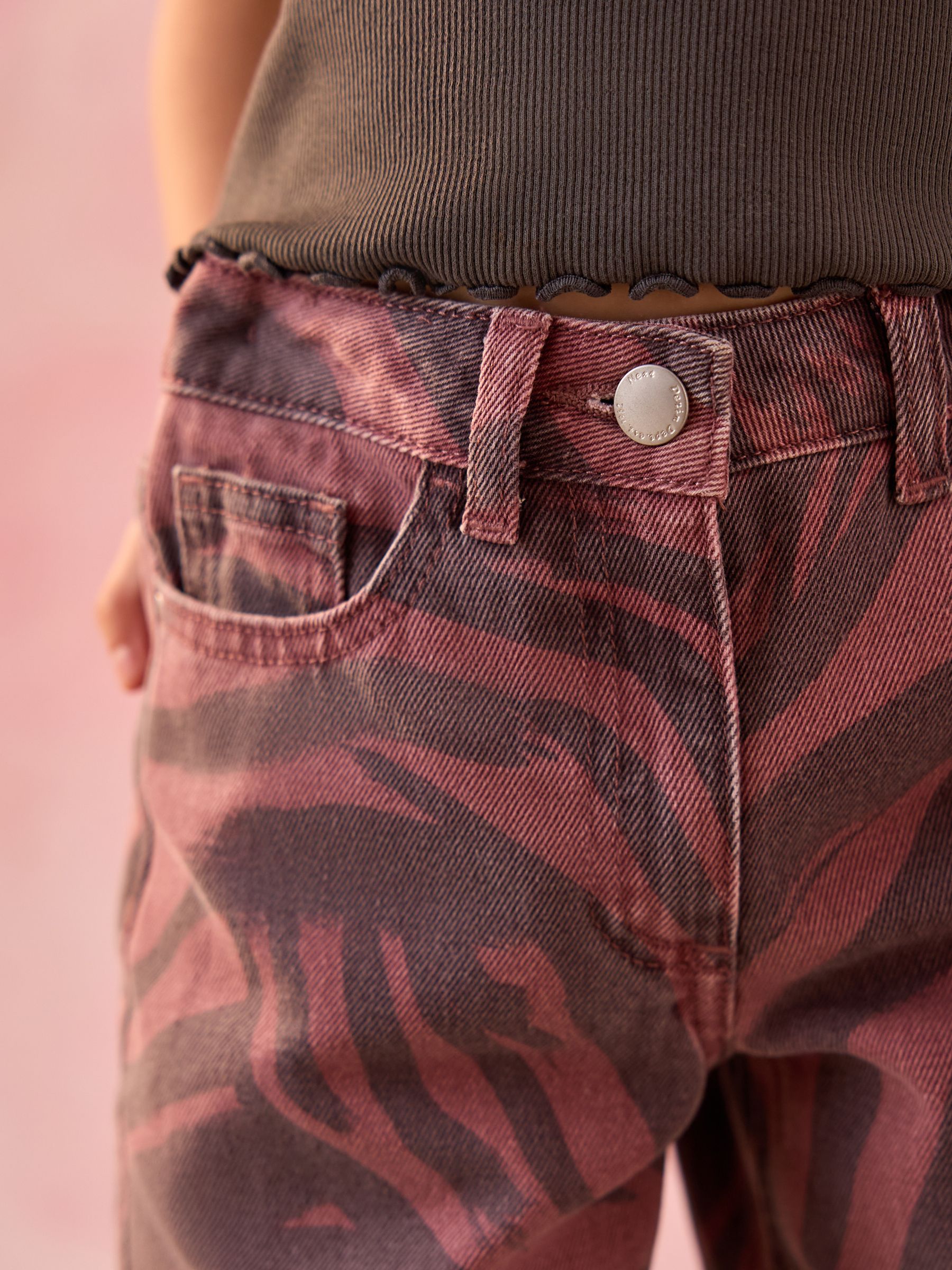 Buy Berry Zebra Print Wide Leg Jeans (3-16yrs) from the Next UK online shop