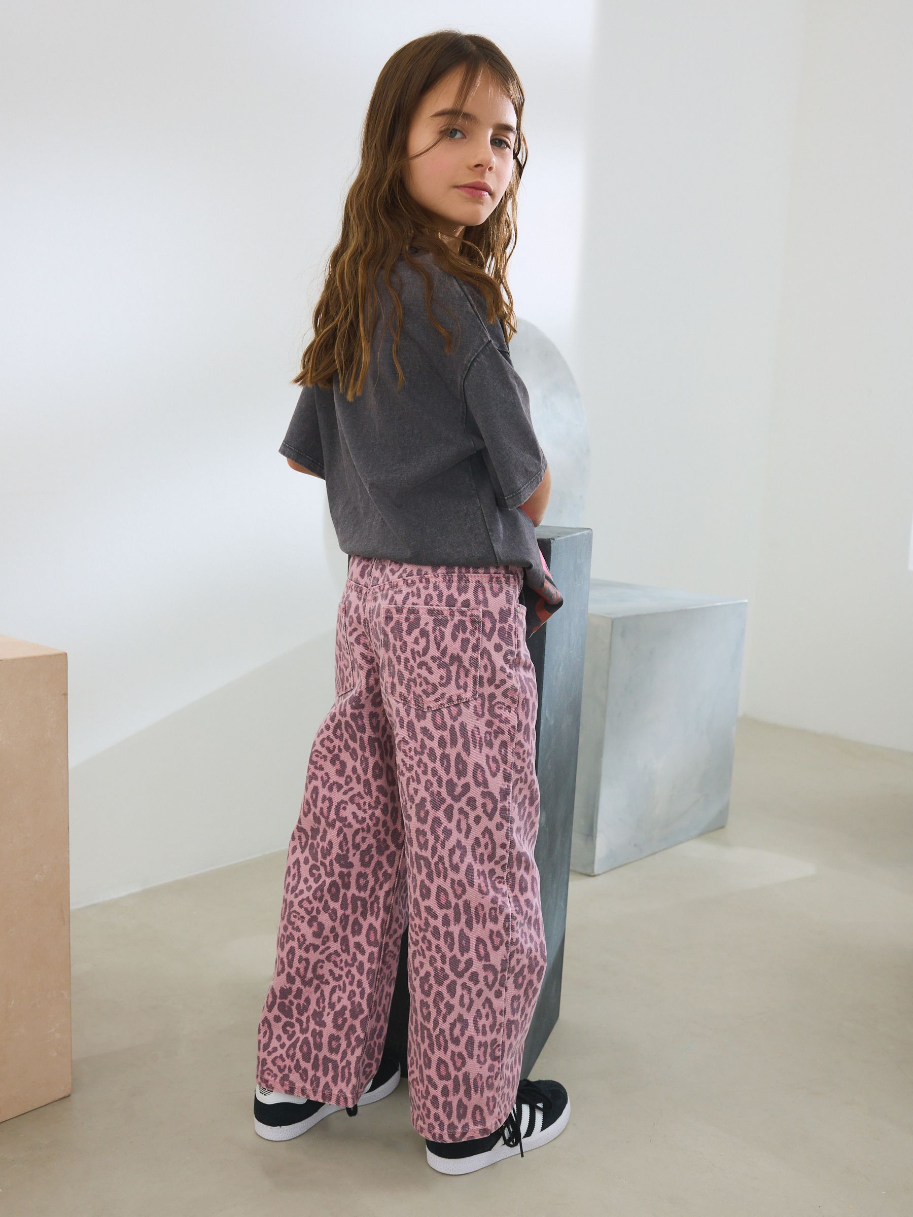 Buy Pink Leopard Print Wide Leg Jeans (3-16yrs) from the Next UK online ...
