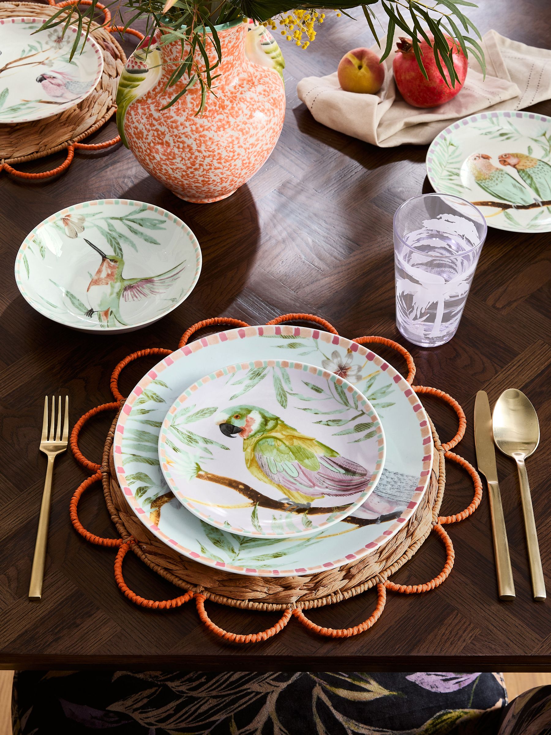 Buy 12 Piece Multi Colour Love Birds Dinner Set from Next Spain