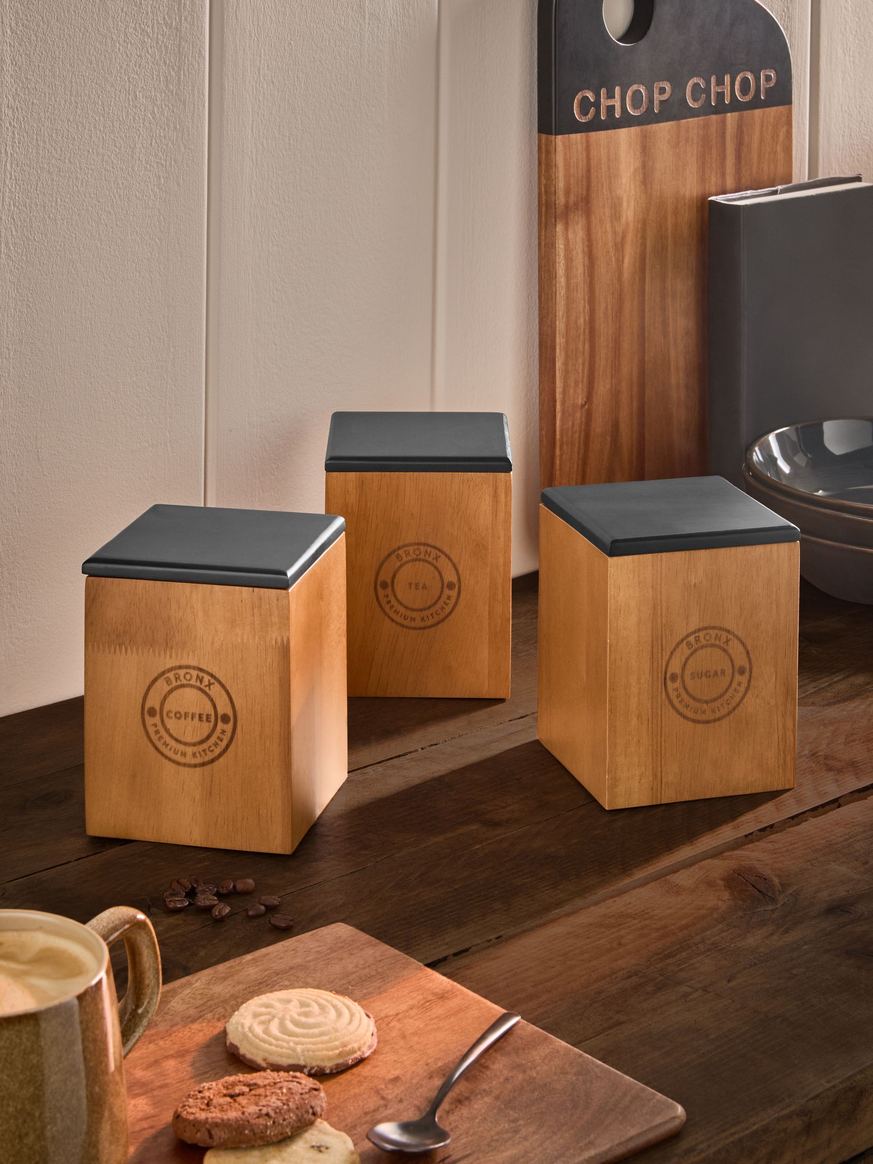 Buy Wood/Black Bronx Set of 3 Storage Jar from the Next UK online shop