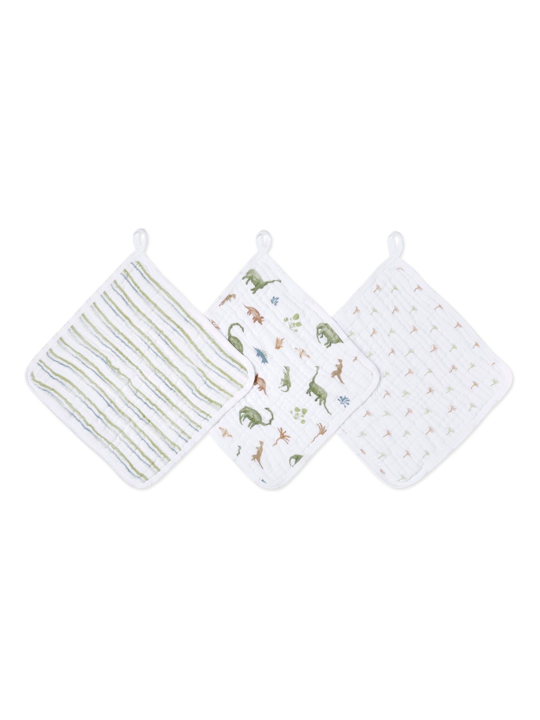 Buy aden + anais Green Essentials 100% Cotton Washcloth Dino Jungle ...