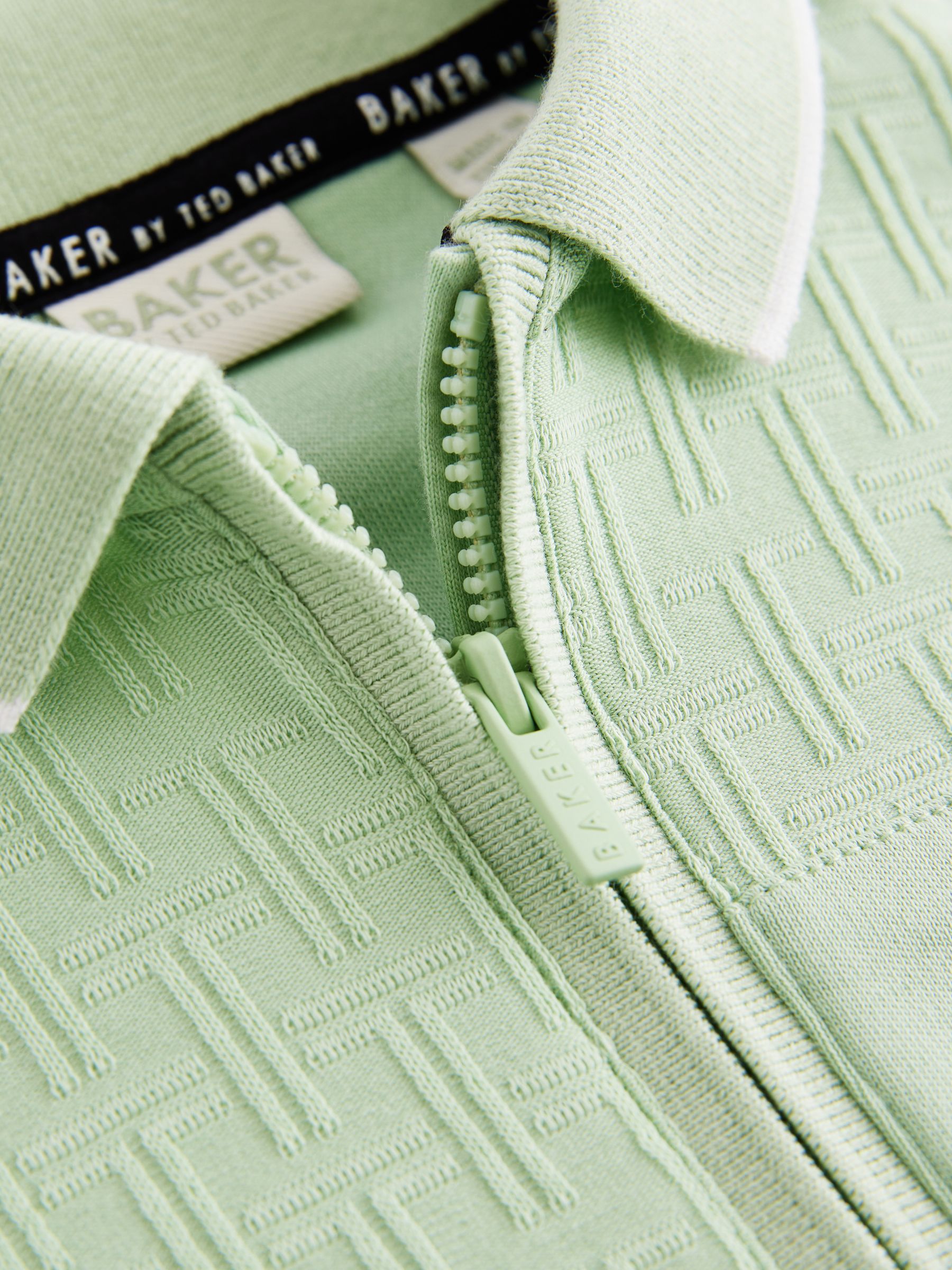 Buy Baker by Ted Baker Textured Green 100% Cotton Polo Shirt from the ...