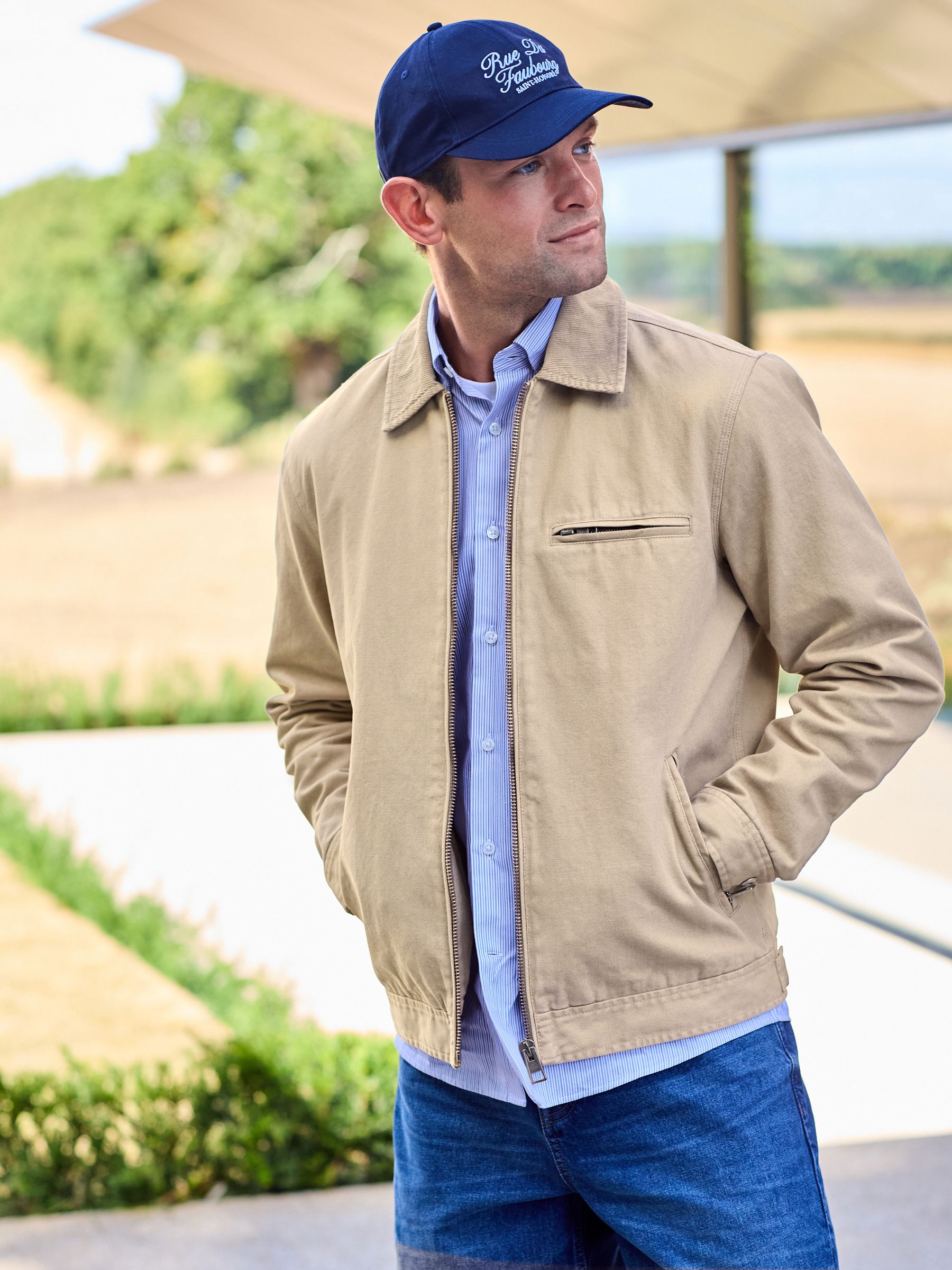 Buy Stone Canvas Worker Jacket with Corduroy Collar from the Next UK ...