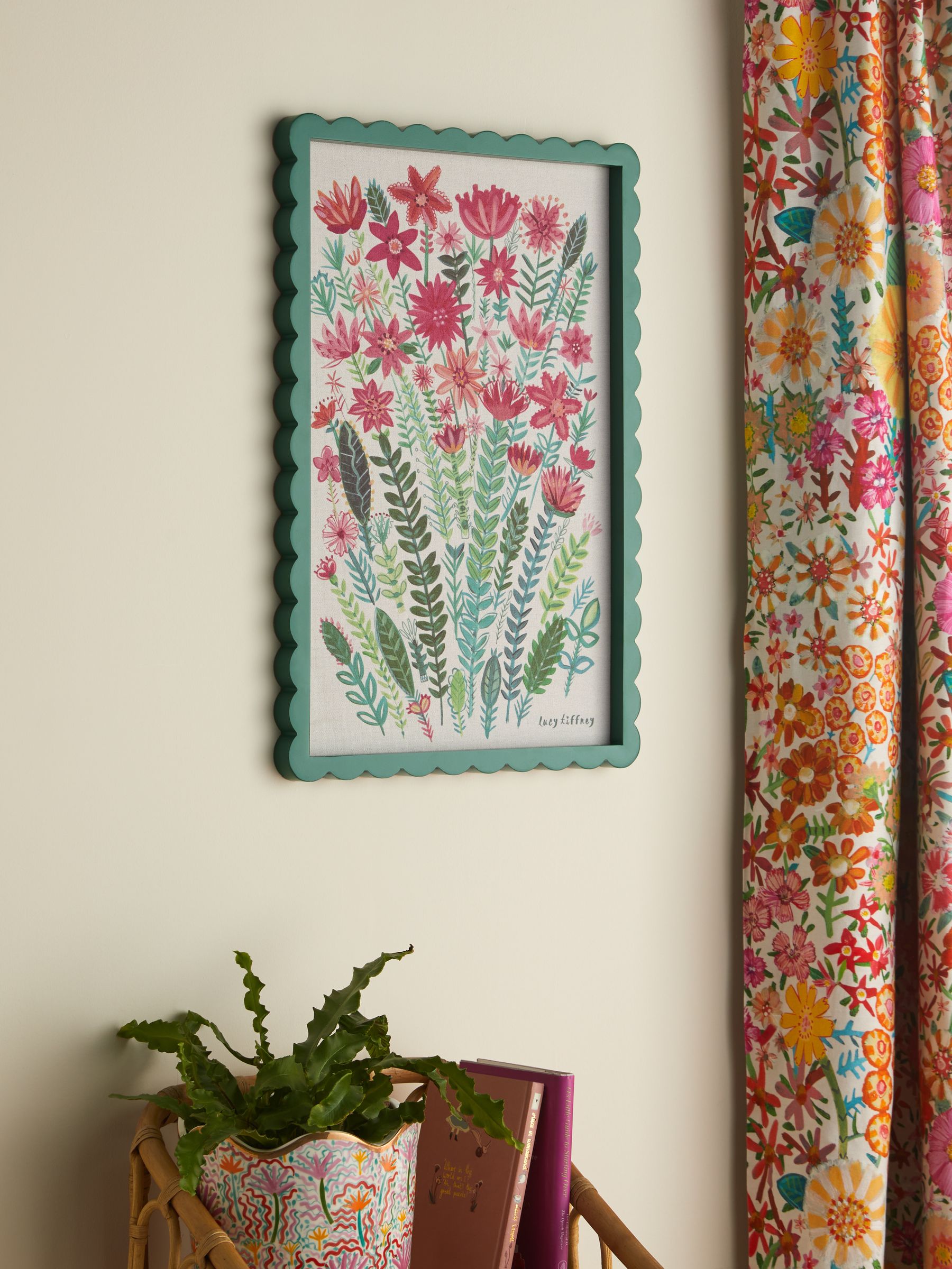 Buy Lucy Tiffney Pink/Green Floral Canvas Framed Wall Art from the Next ...