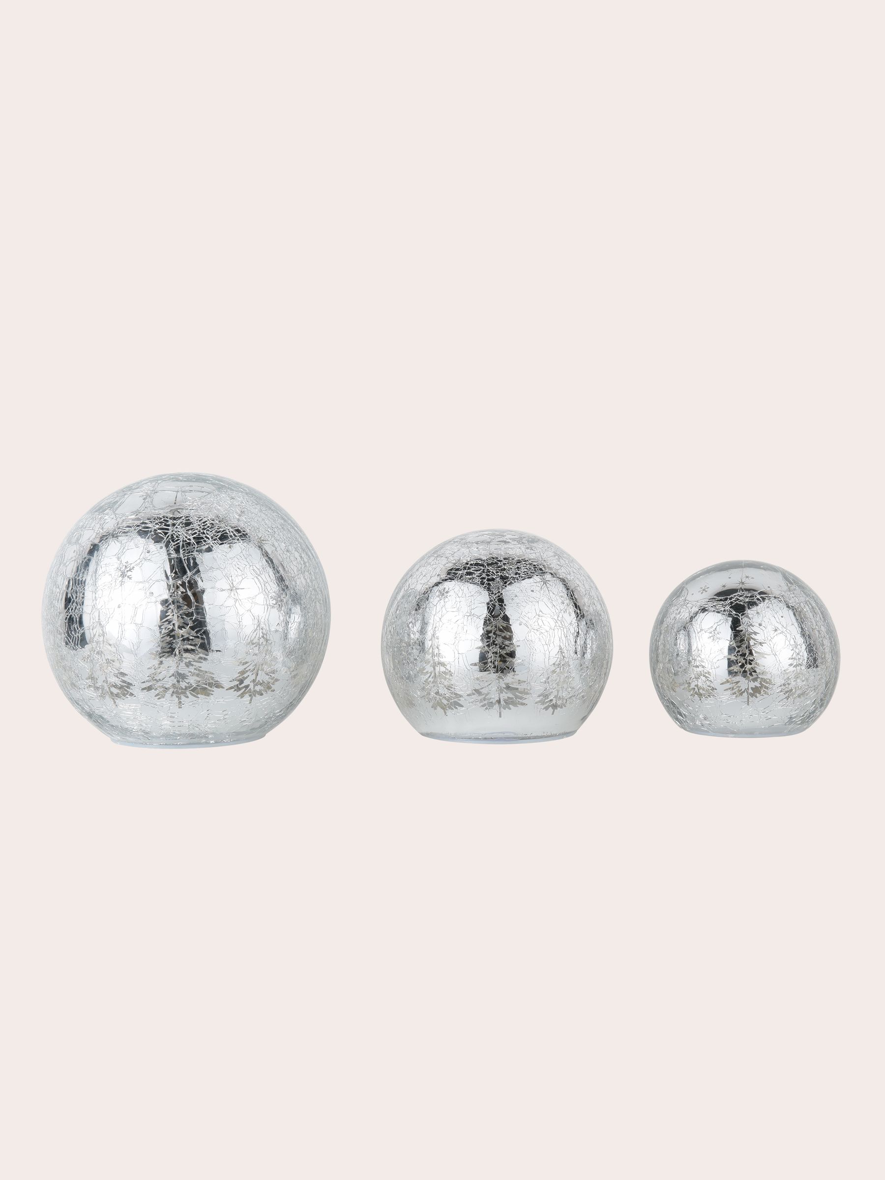 Buy Laura Ashley Set of 3 Silver Crackle Glass Lit Ornament from the ...