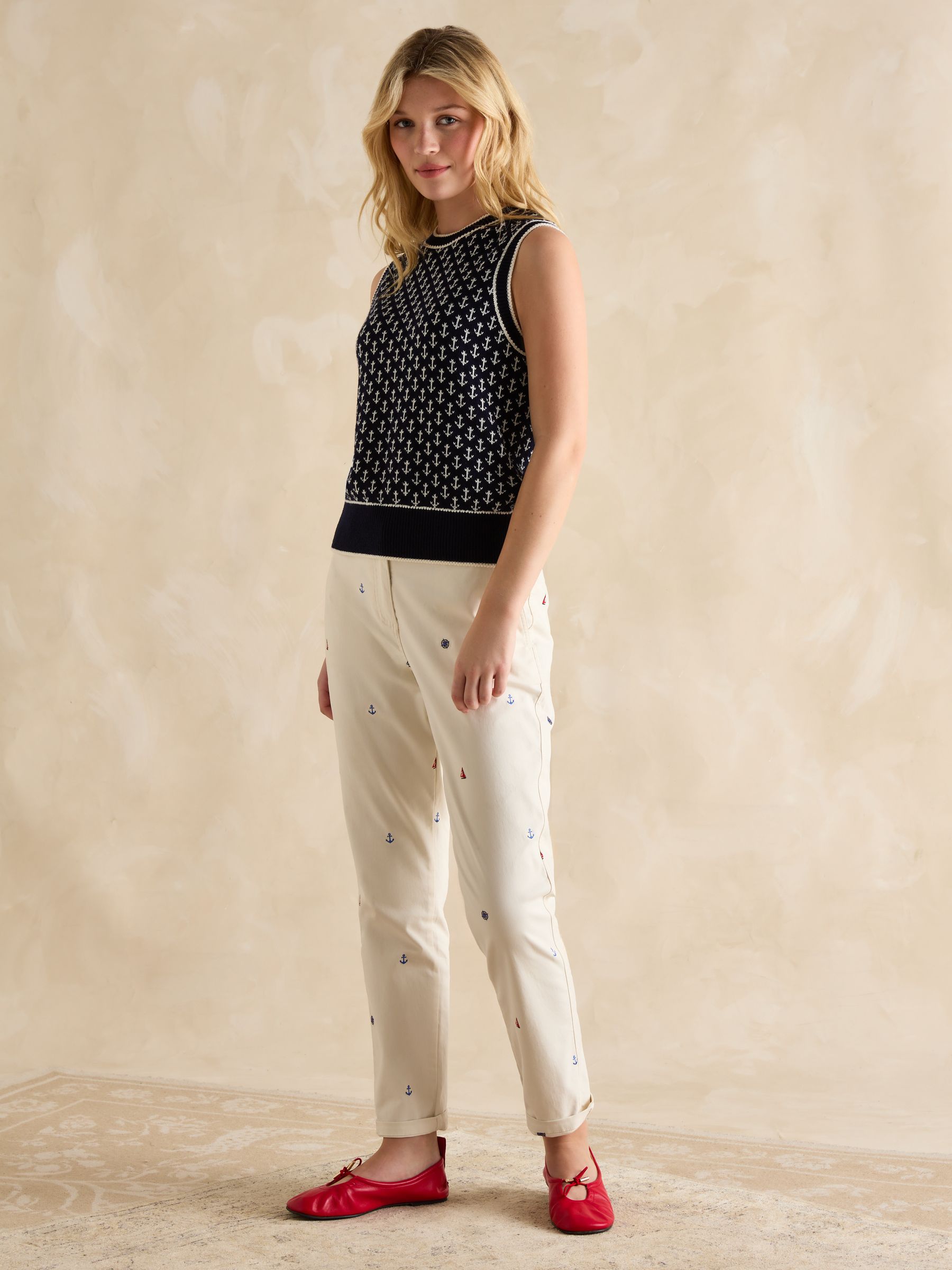 Buy Joules Slim Fit Cream Embroidered Chino Trousers from the Next UK ...