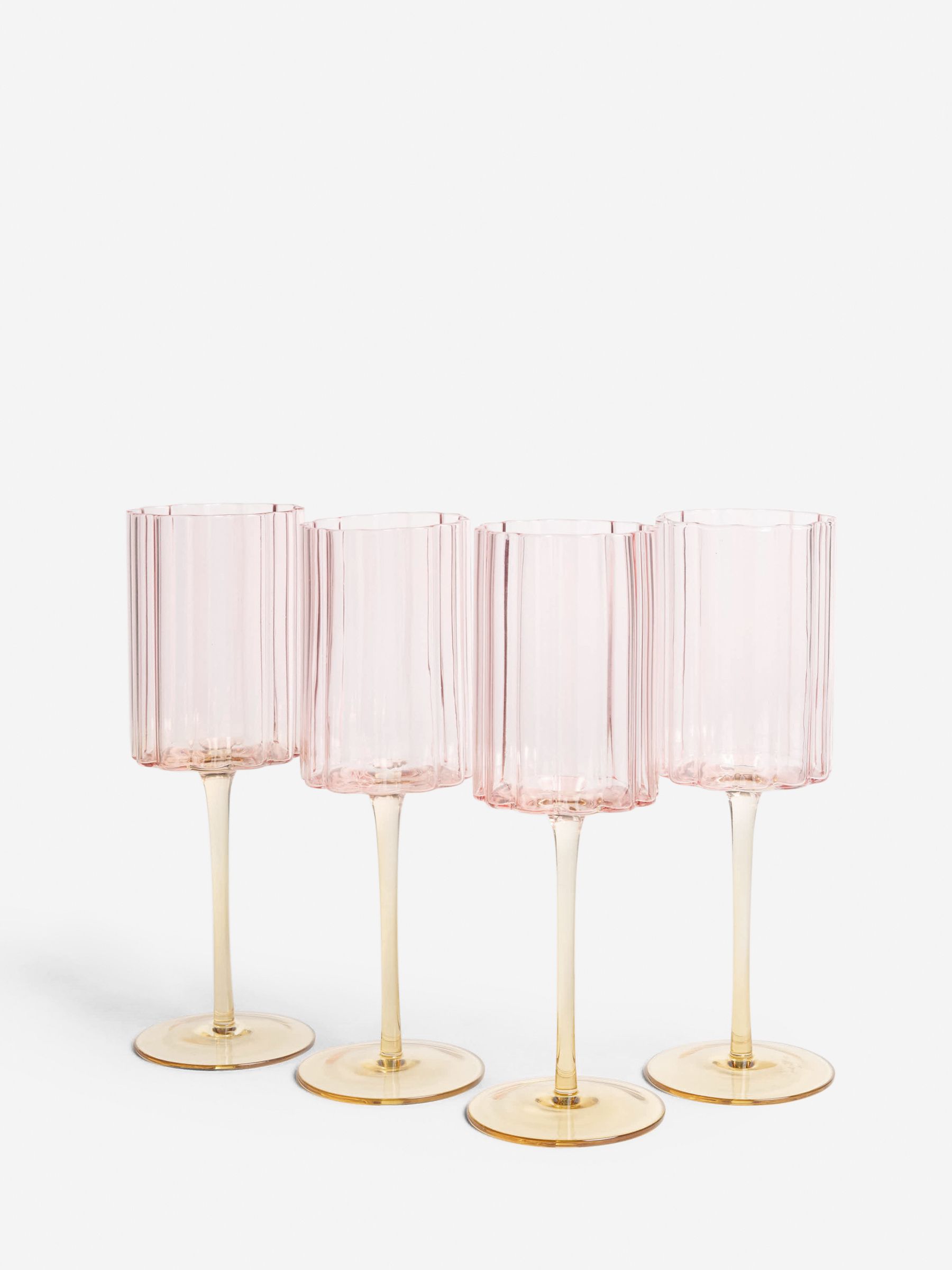 Buy Set of 4 Pink Freya Scalloped Wine Glasses from the Next UK online shop