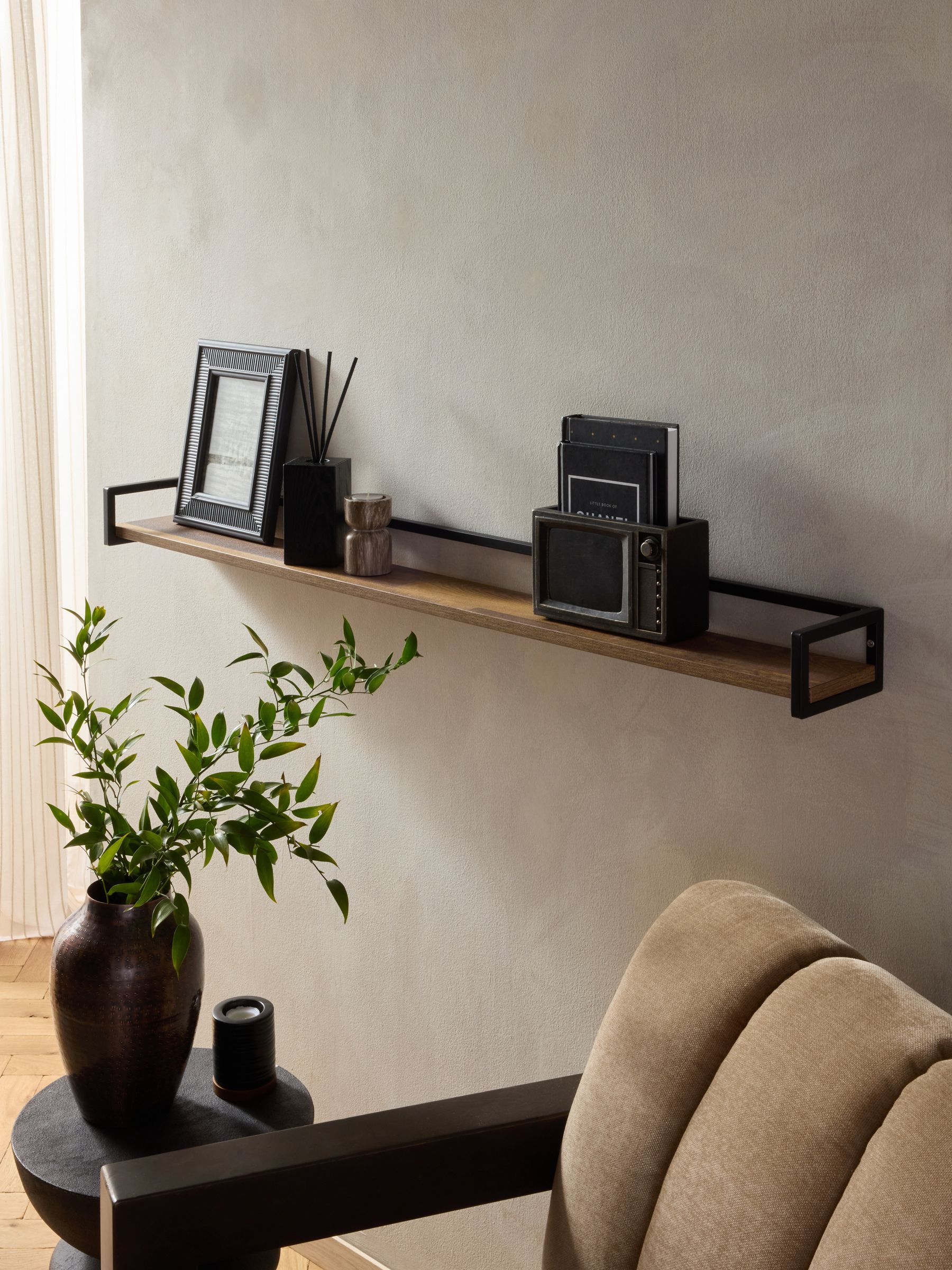Buy Dark Bronx Extra Wide Wall Shelf from the Next UK online shop