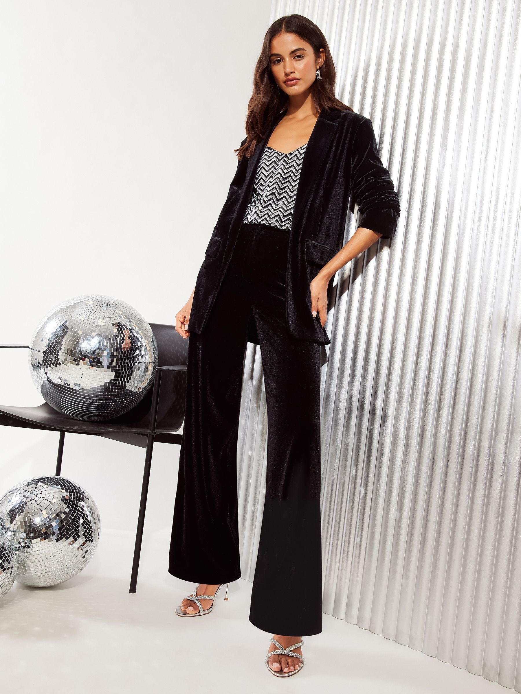 Buy Friends Like These Black Velvet Tailored Single Breasted Co Ord ...