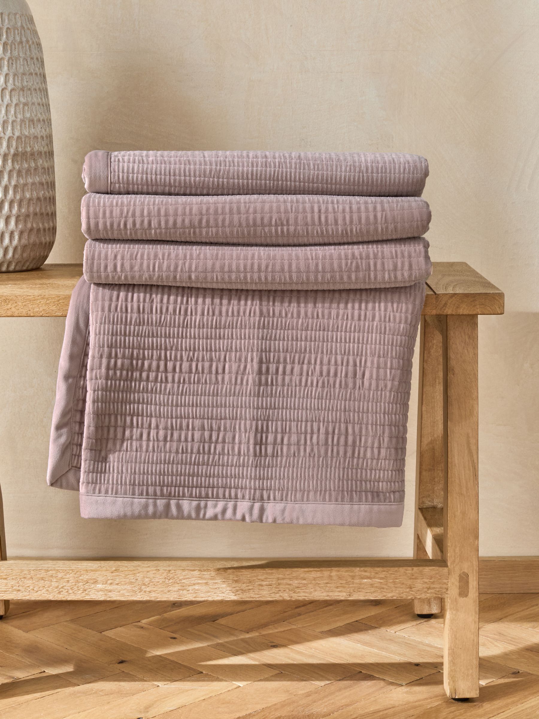 Buy Pink Carrie Quilted Velvet Bedspread from Next United Arab Emirates