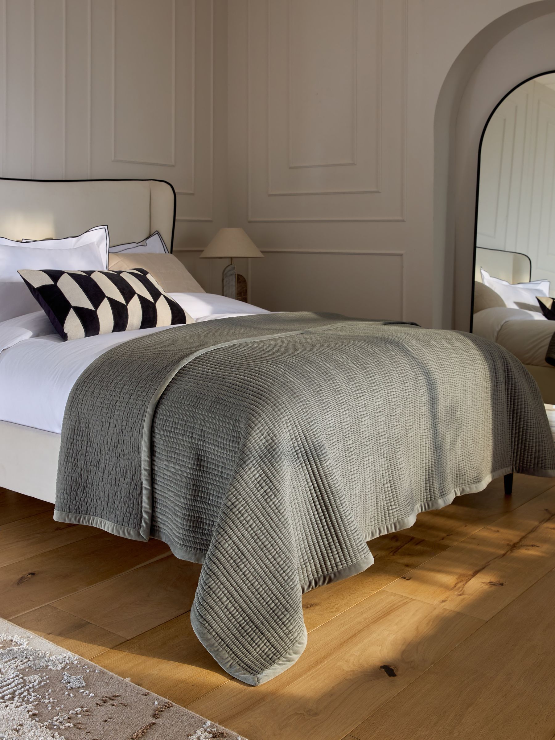 Buy Grey Carrie Quilted Velvet Bedspread from the Next UK online shop