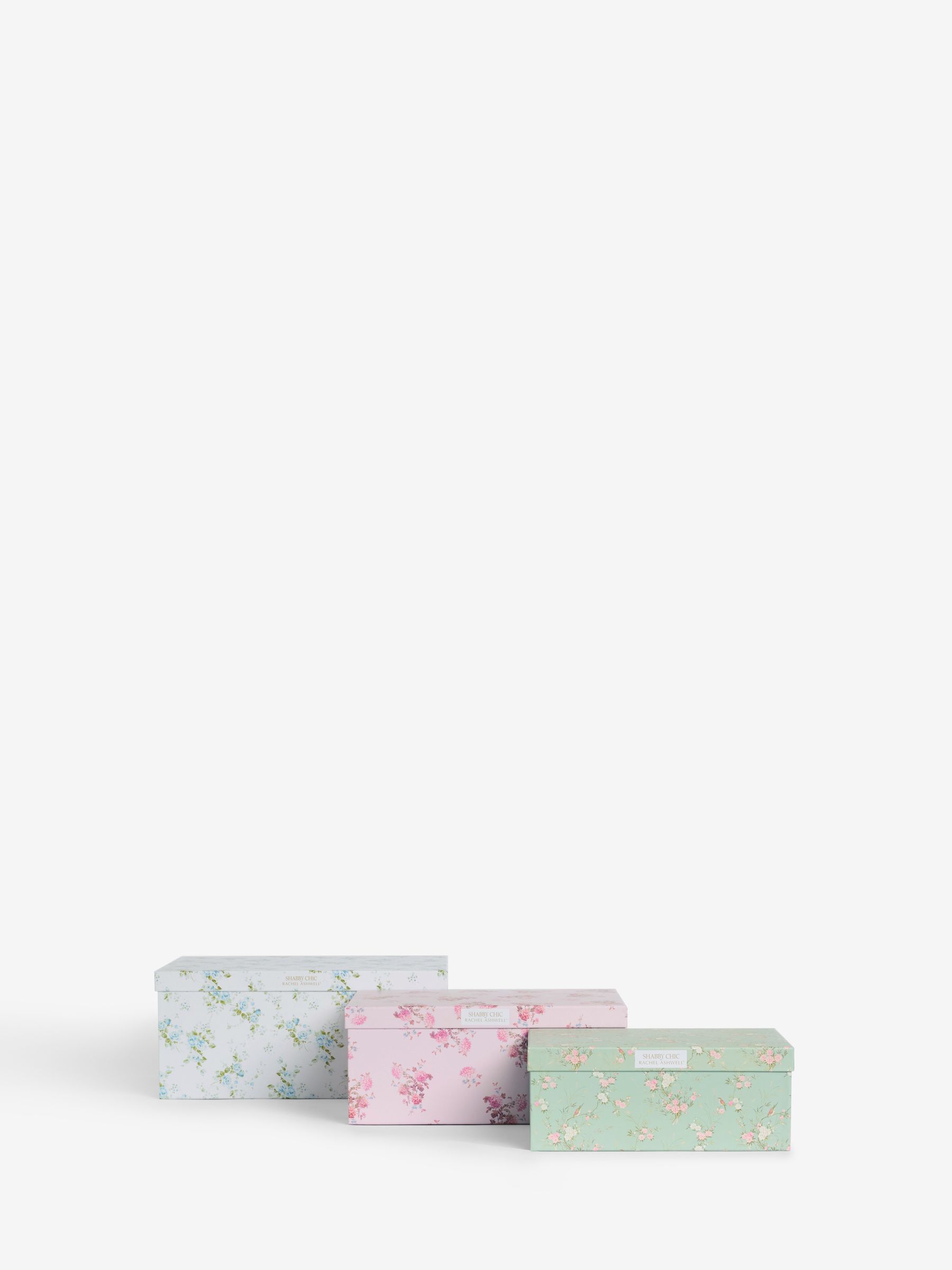 Buy Shabby Chic by Rachel Ashwell® Set of 3 Green/Pink Storage Boxes ...