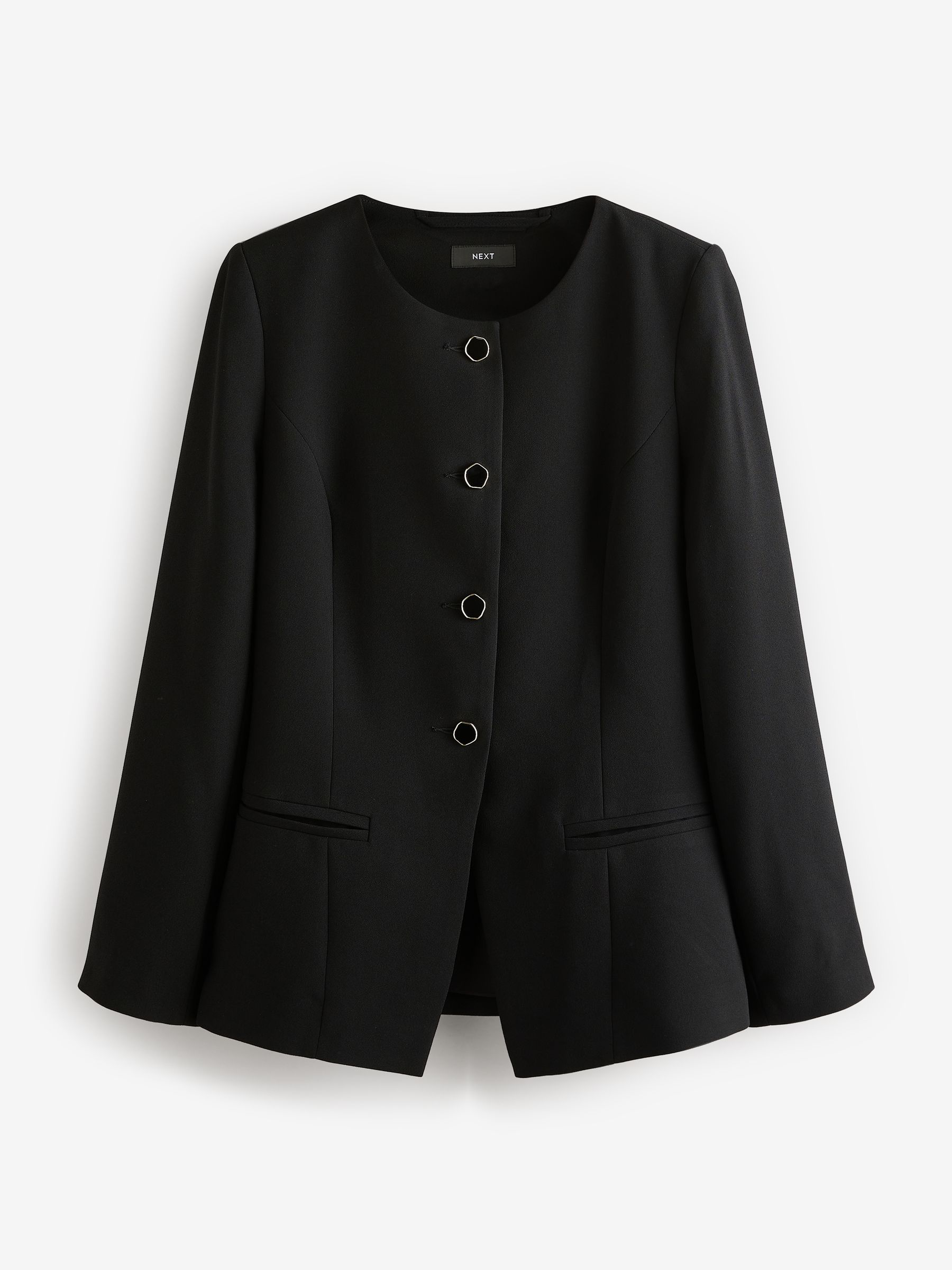 Buy Black Button Through Collarless Blazer from the Next UK online shop