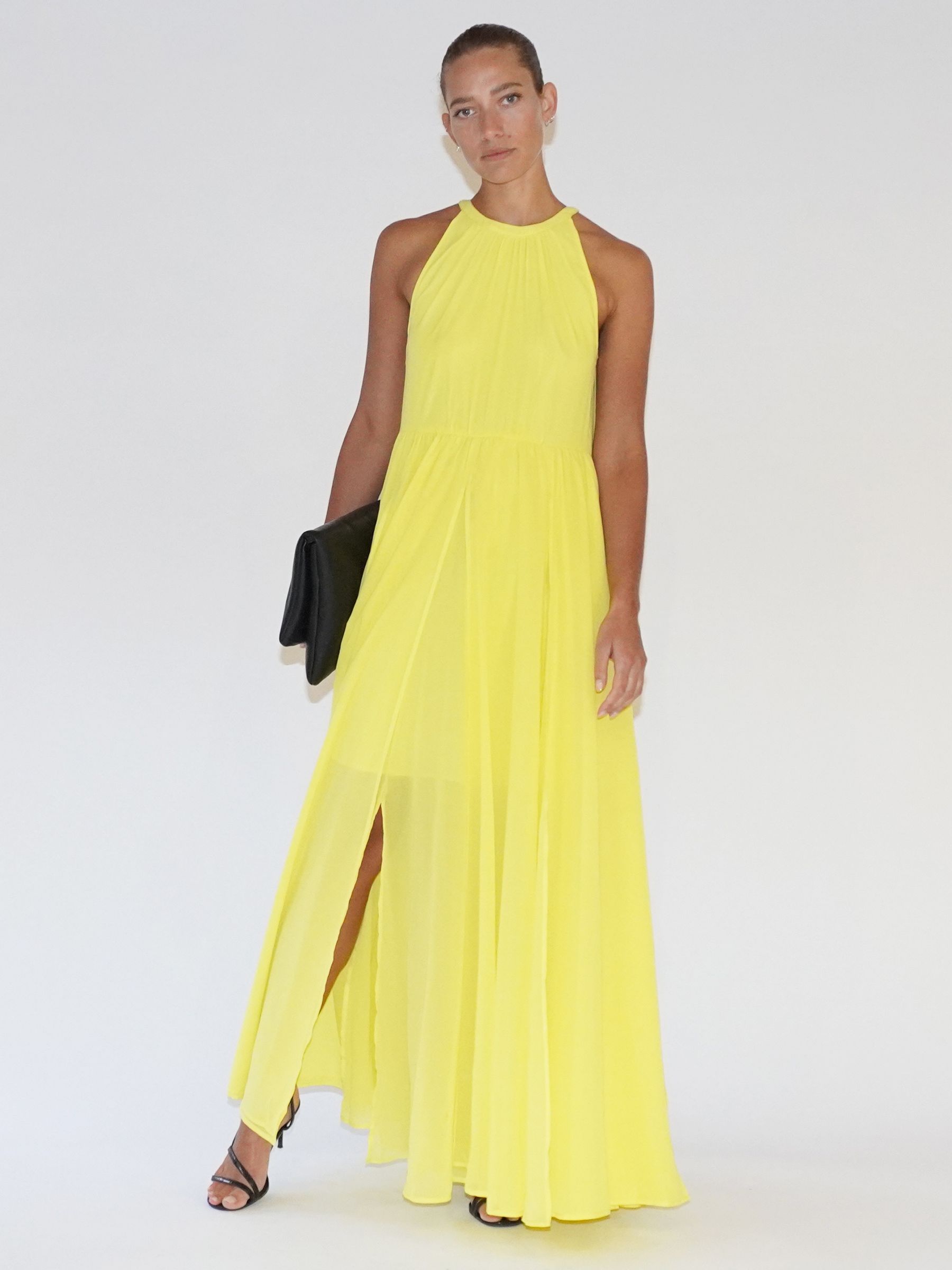 Buy Religion Yellow Dusk Halter Neck Maxi Dress With Full Skirt from ...