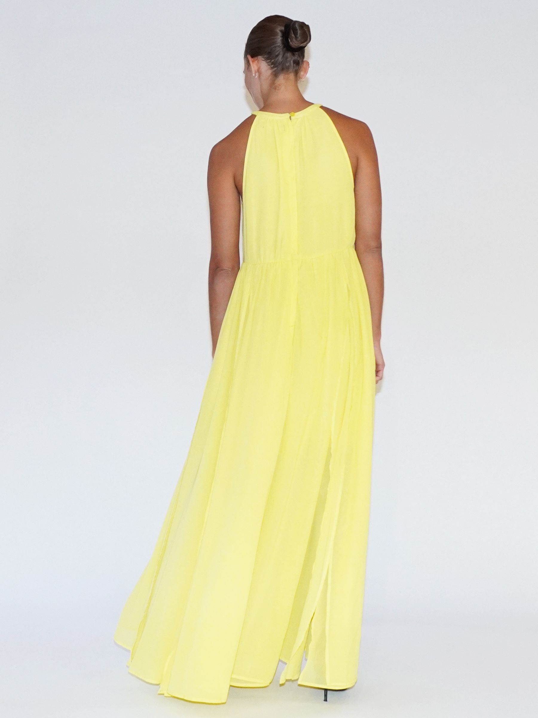 Buy Religion Yellow Dusk Halter Neck Maxi Dress With Full Skirt from ...