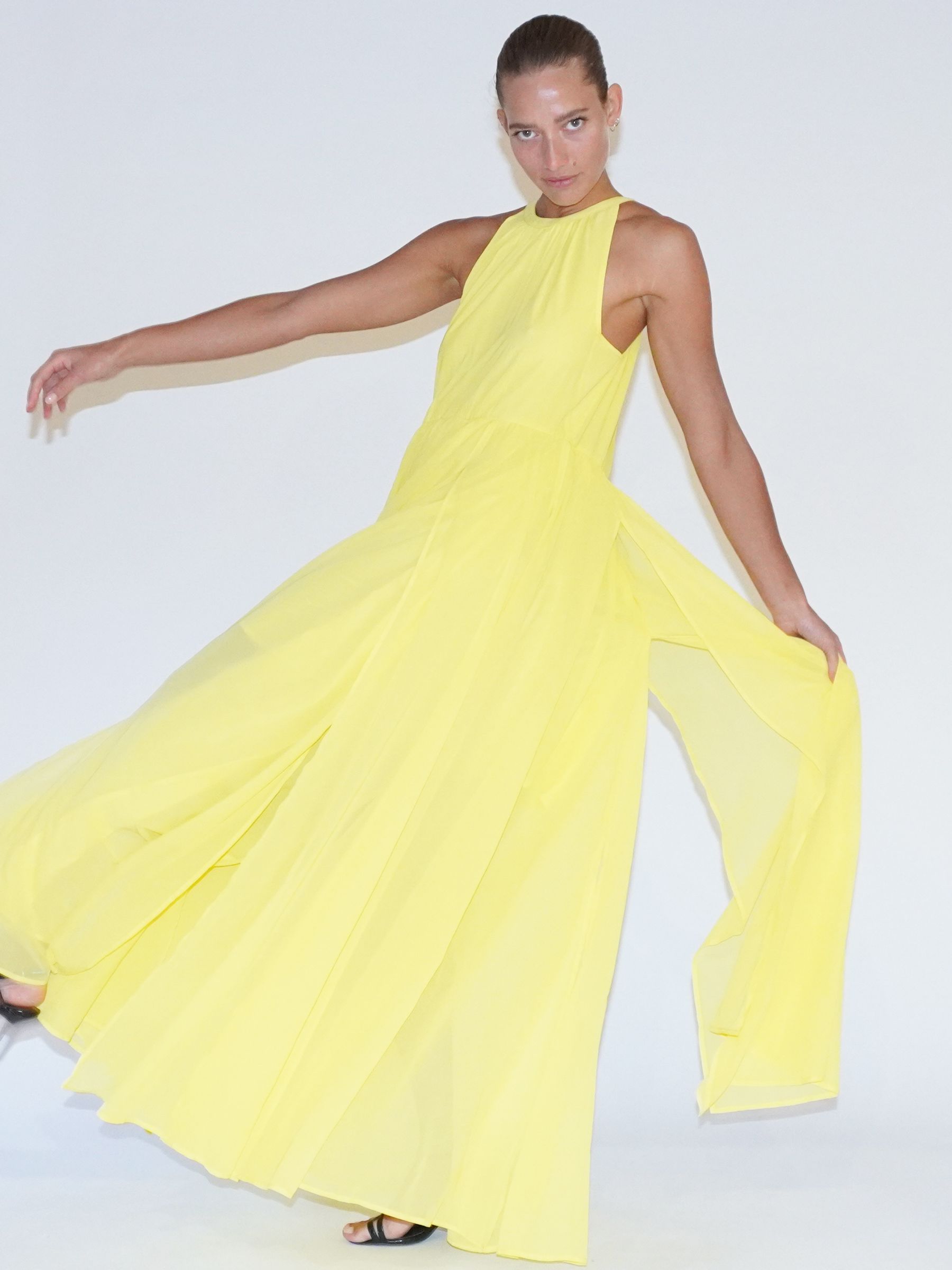 Buy Religion Yellow Dusk Halter Neck Maxi Dress With Full Skirt from ...