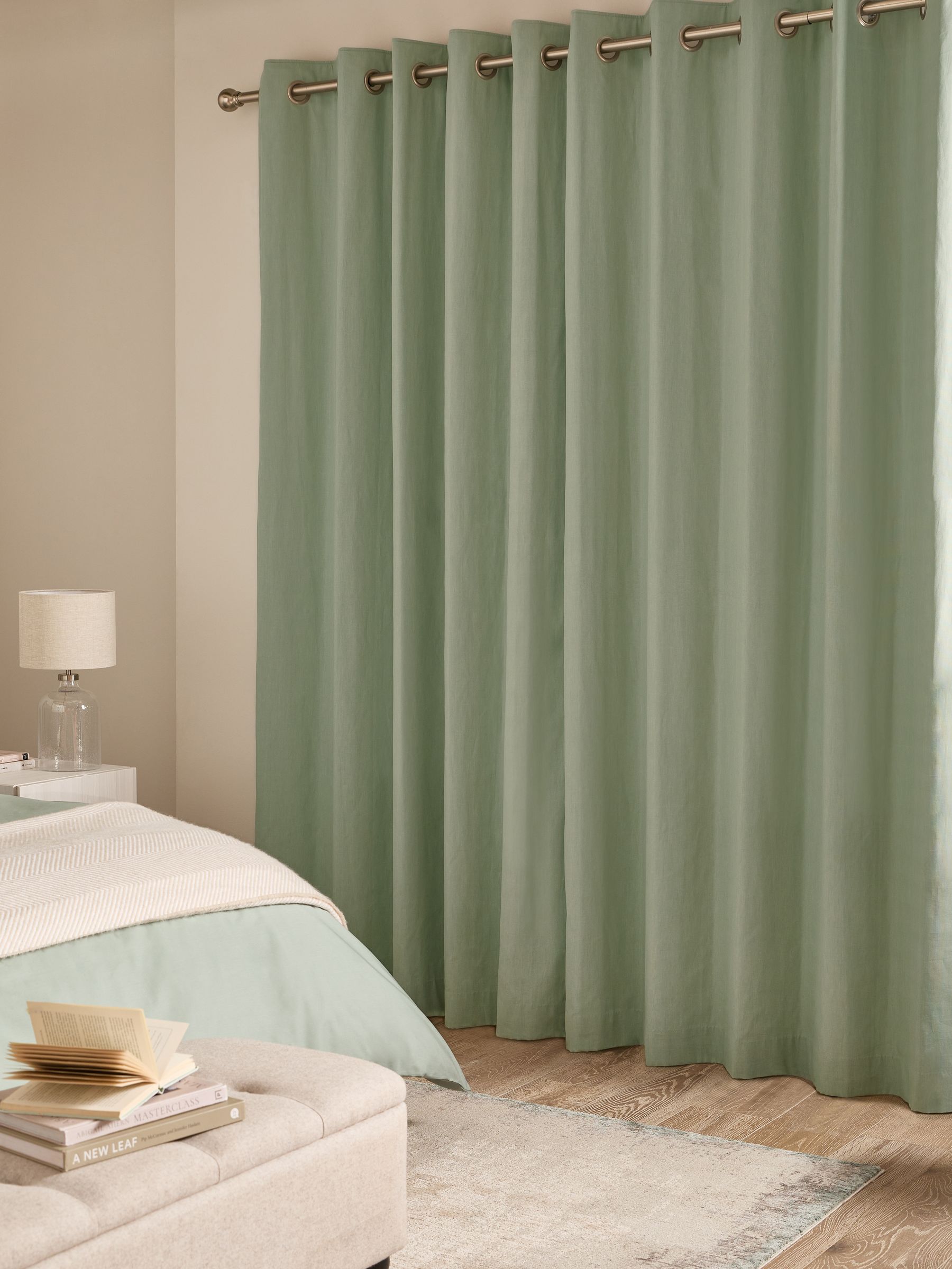 Buy Green Peppermint Blackout/Thermal Cotton Eyelet Curtains from the ...