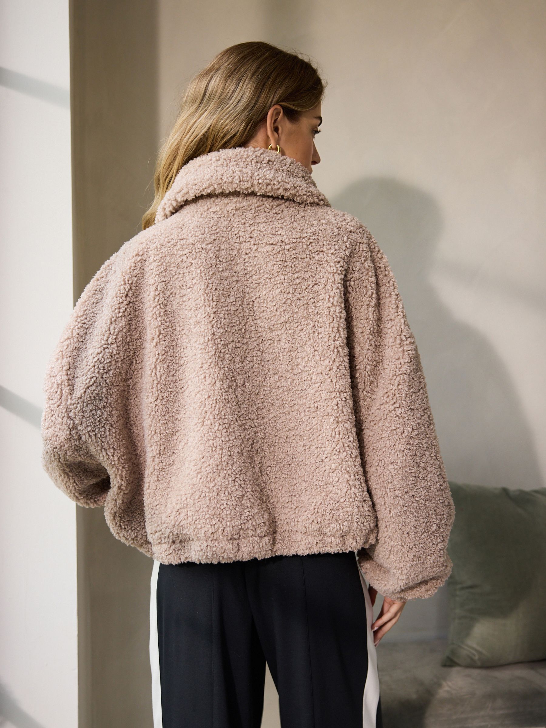 Buy Neutral Borg Full Zip Jacket from the Next UK online shop