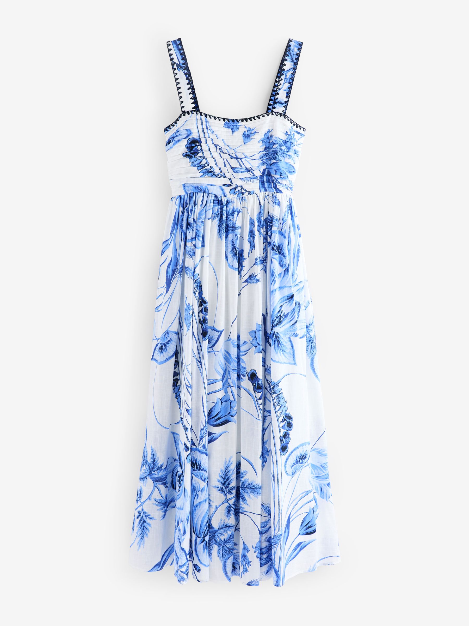 Buy White/Blue Midi Summer Dress from the Next UK online shop