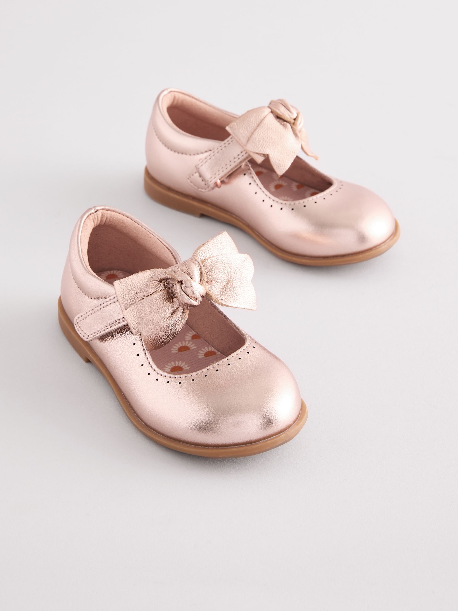 Buy Gold Bow Leather Touch Fastening Shoes from the Next UK online shop