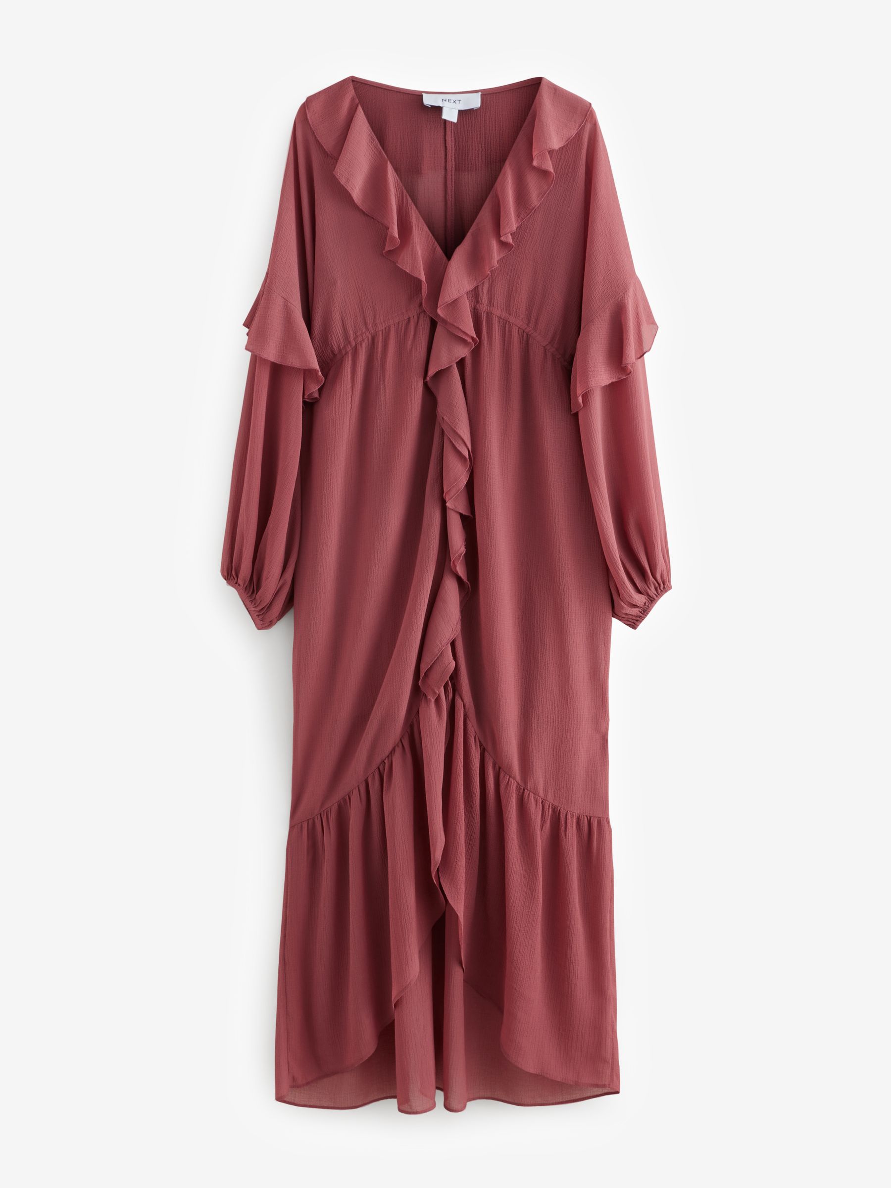 Buy Pink Long Sleeve Ruffle Maxi Dress from the Next UK online shop