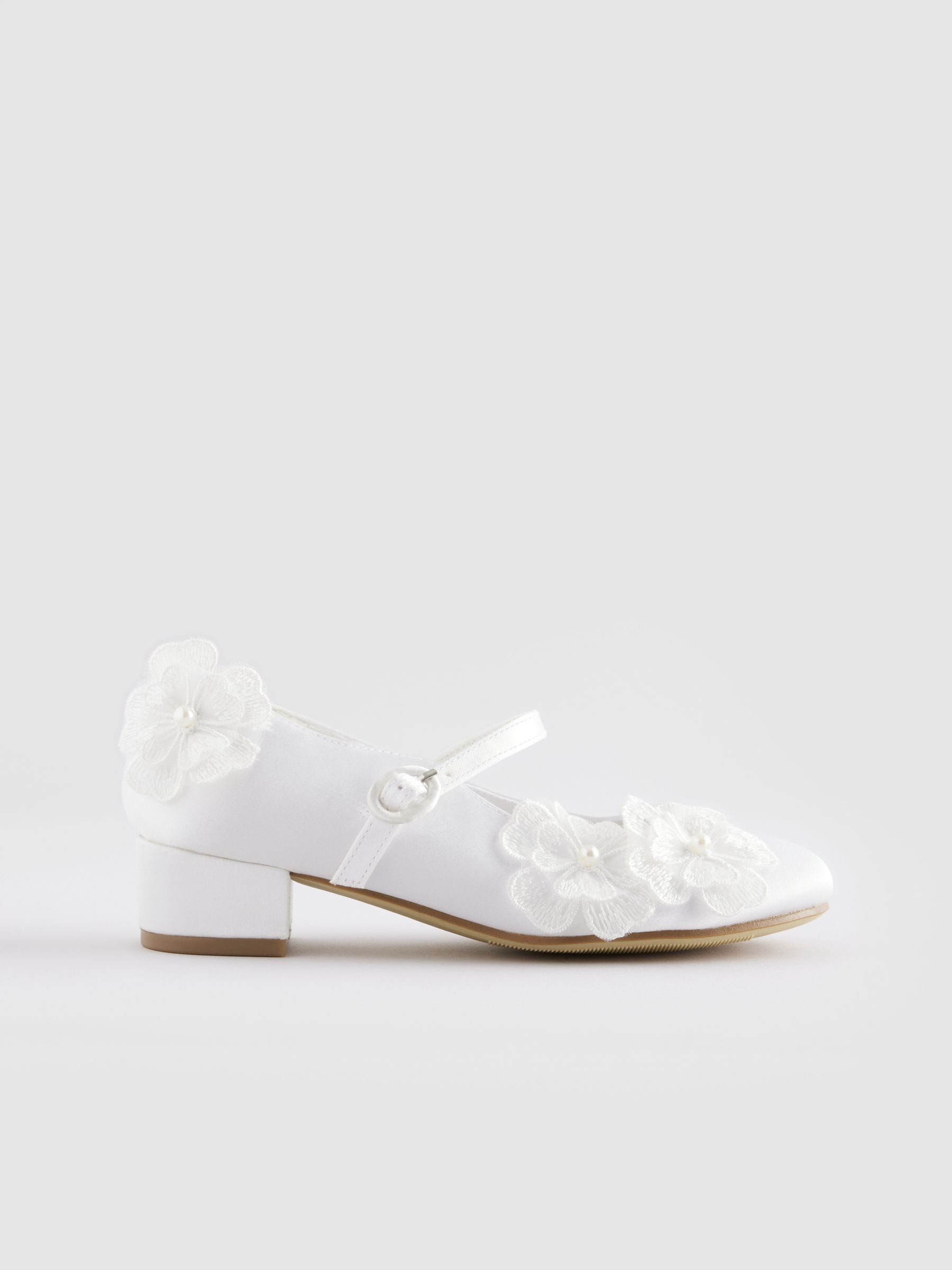 Buy White Satin Stain Resistant Bridesmaid Mary Jane Occasion Shoes ...