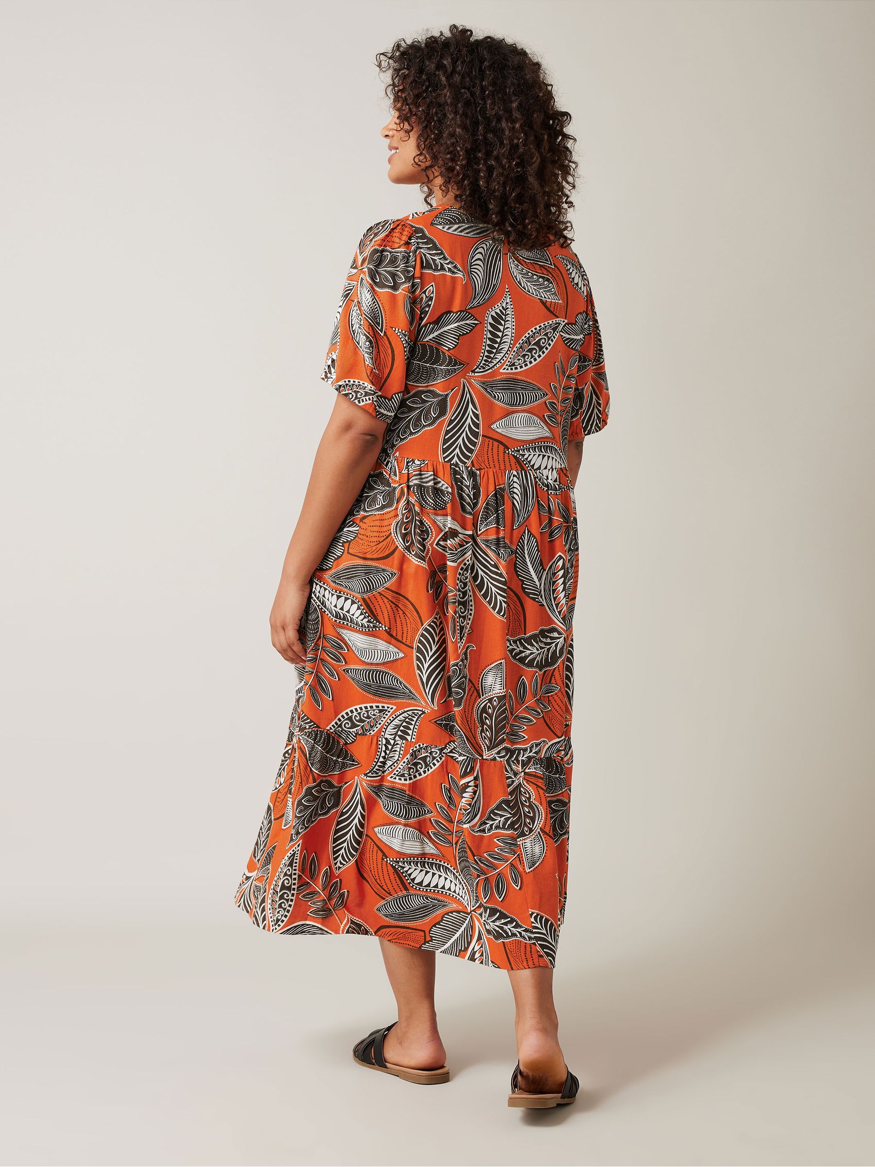 Buy Evans Orange Curve Tropical Print Linen Dress from the Next UK ...