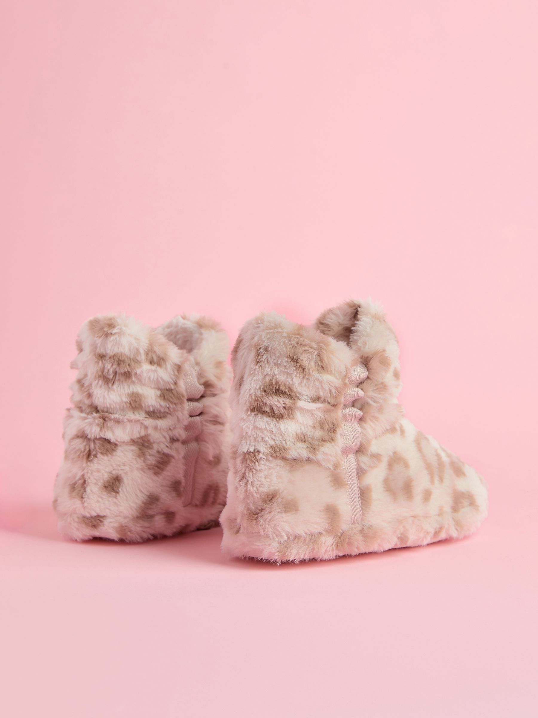 Buy Lipsy Animal Leopard Print Cosy Faux Fur Ruched Bootie Nightwear ...