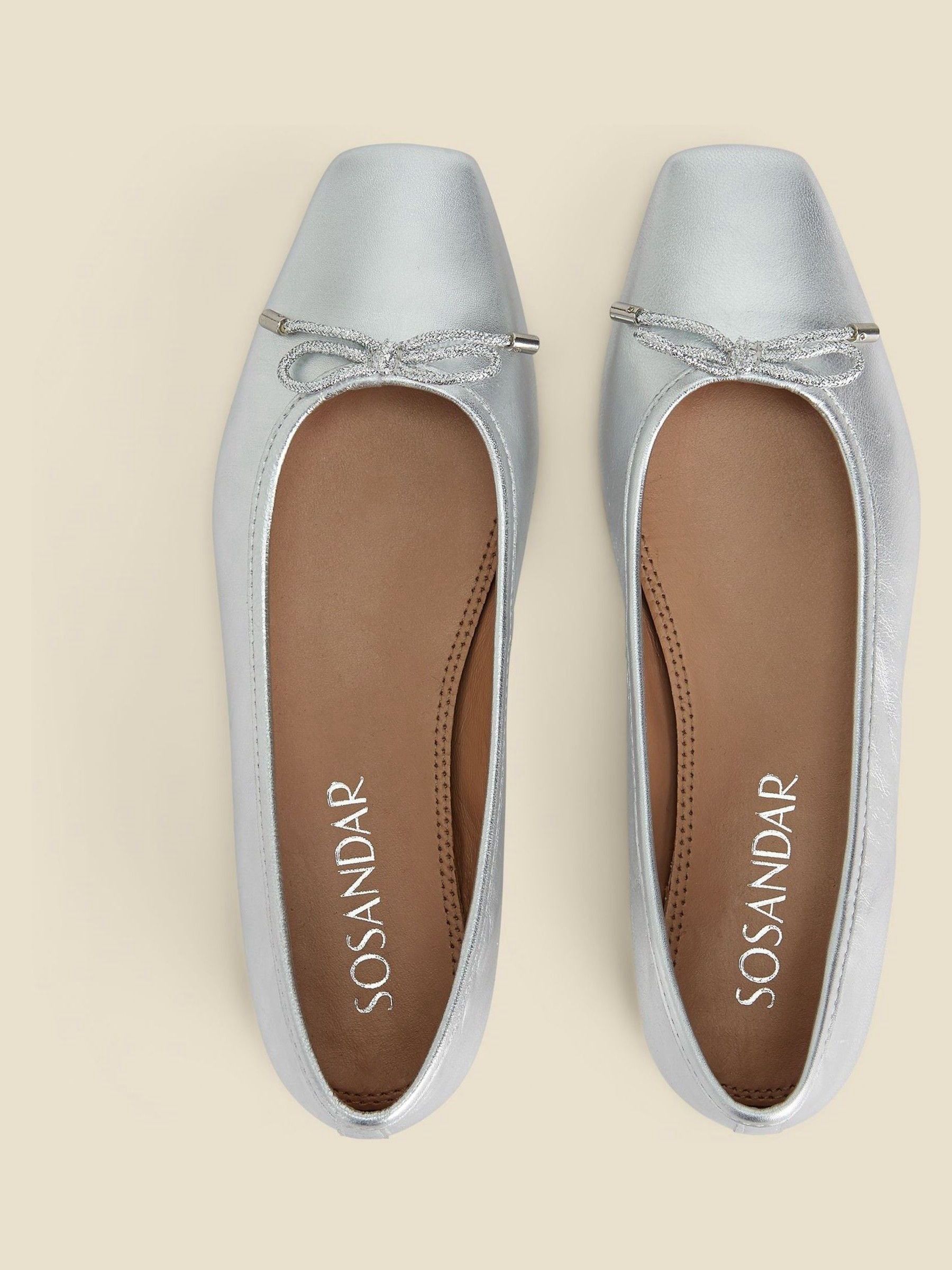 Buy Sosandar Silver Square Toe Ballet Pumps from the Next UK online shop