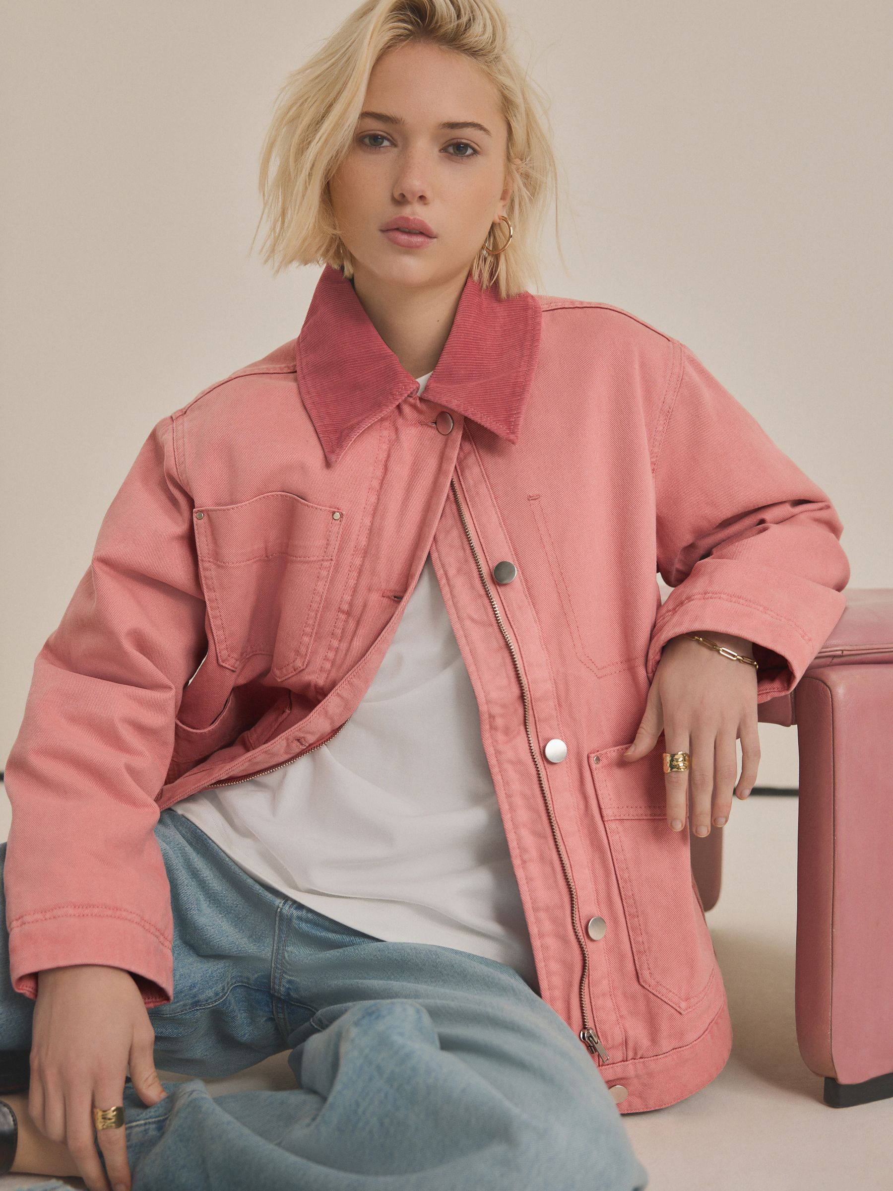 Buy Pink Corduroy Collar Jacket from the Next UK online shop