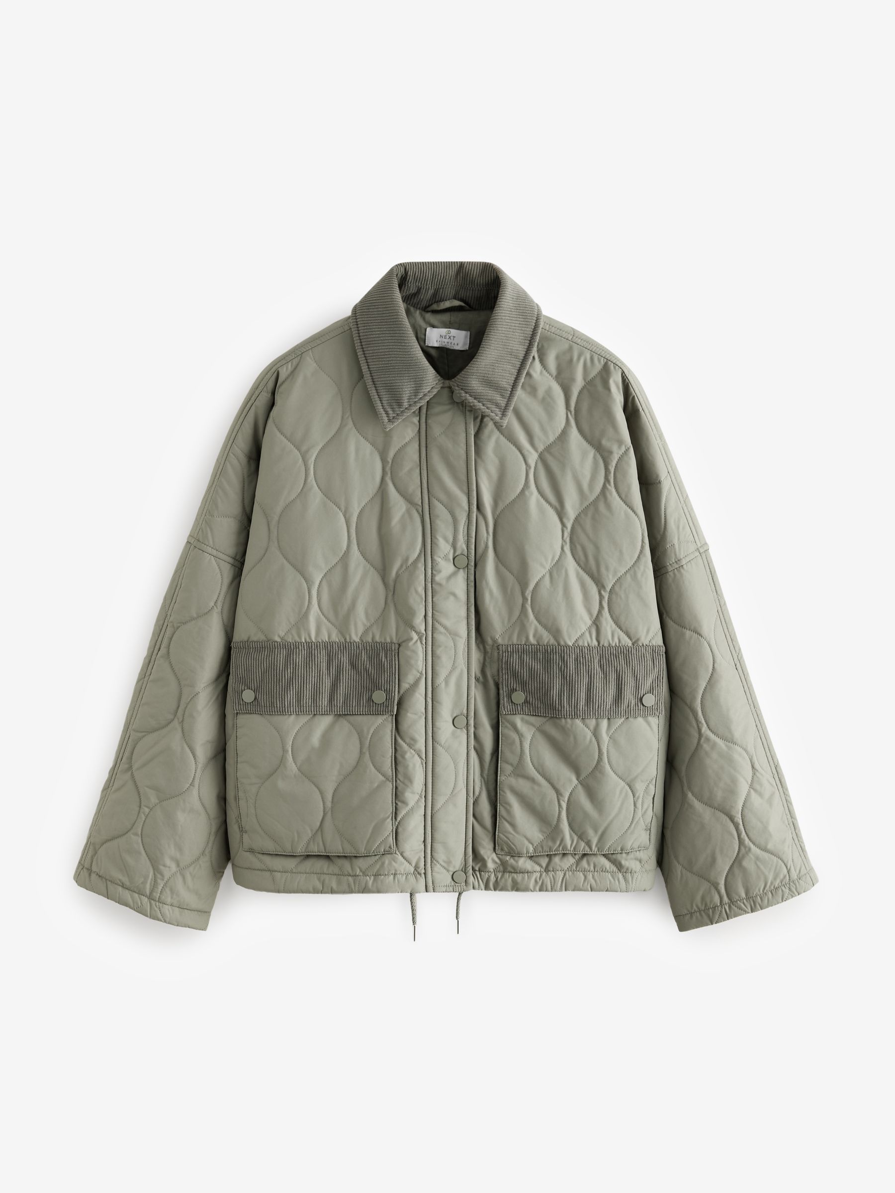 Buy Sage Green Quilted Corduroy Collar Jacket from Next Latvia