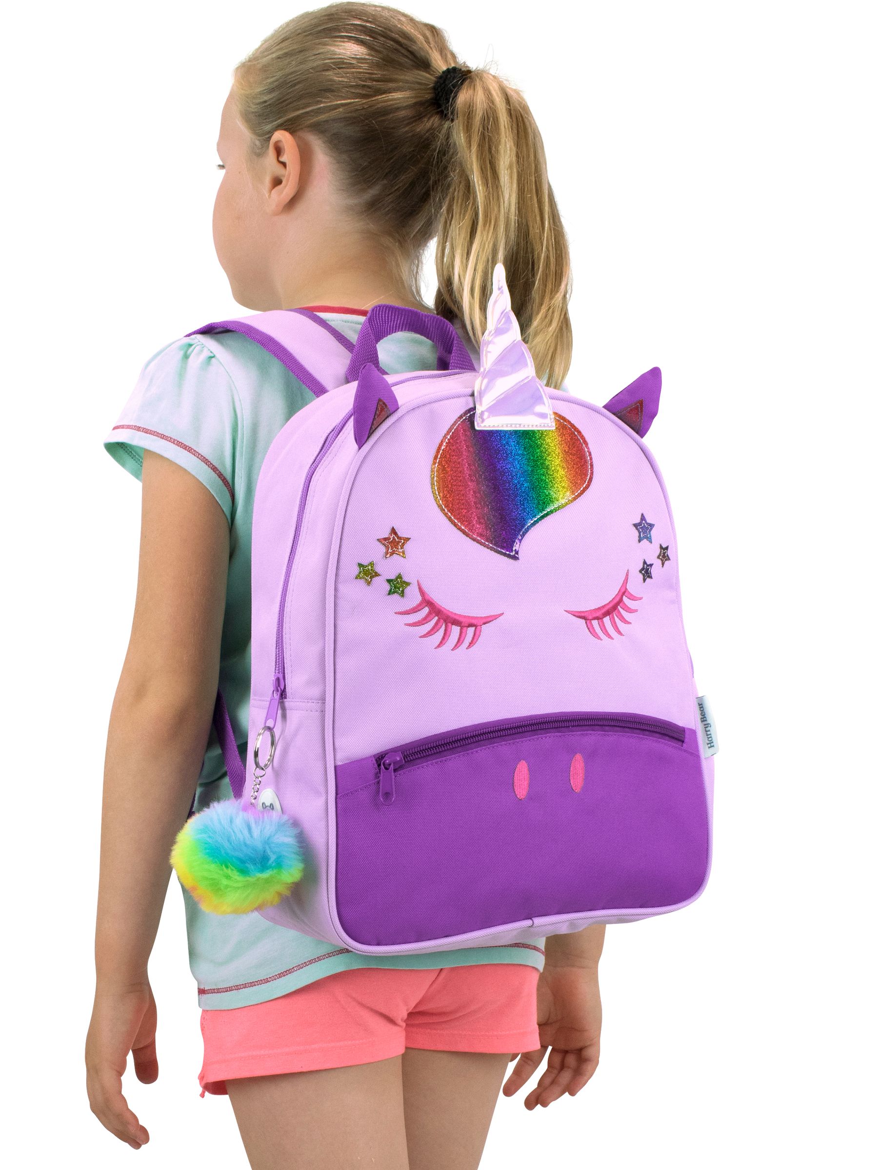 Buy Harry Bear Purple Unicorn Backpack with Pom Pom Keyring from the ...