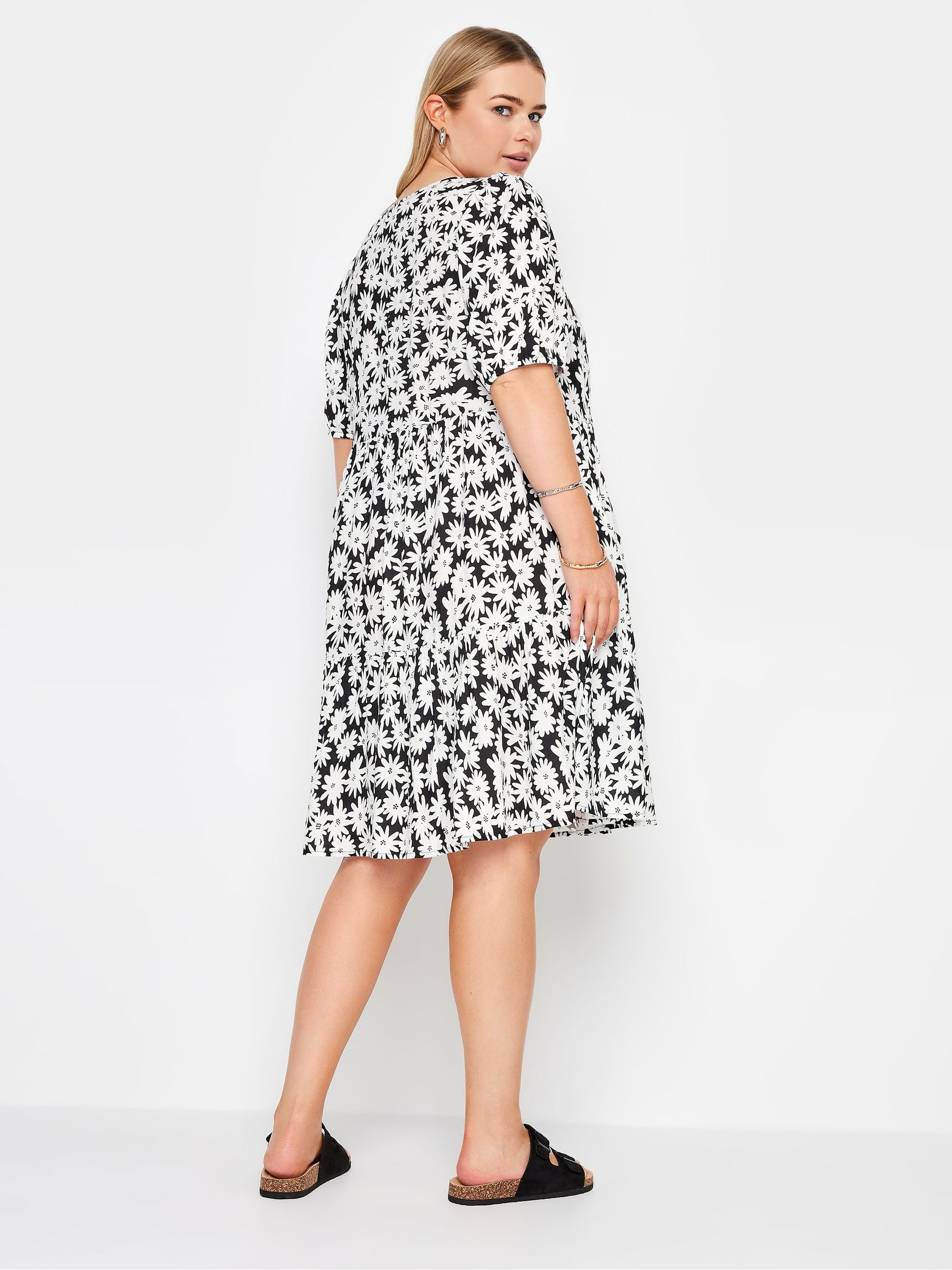 Buy Yours Curve Black Floral Tiered Midi Dress from the Next UK online shop