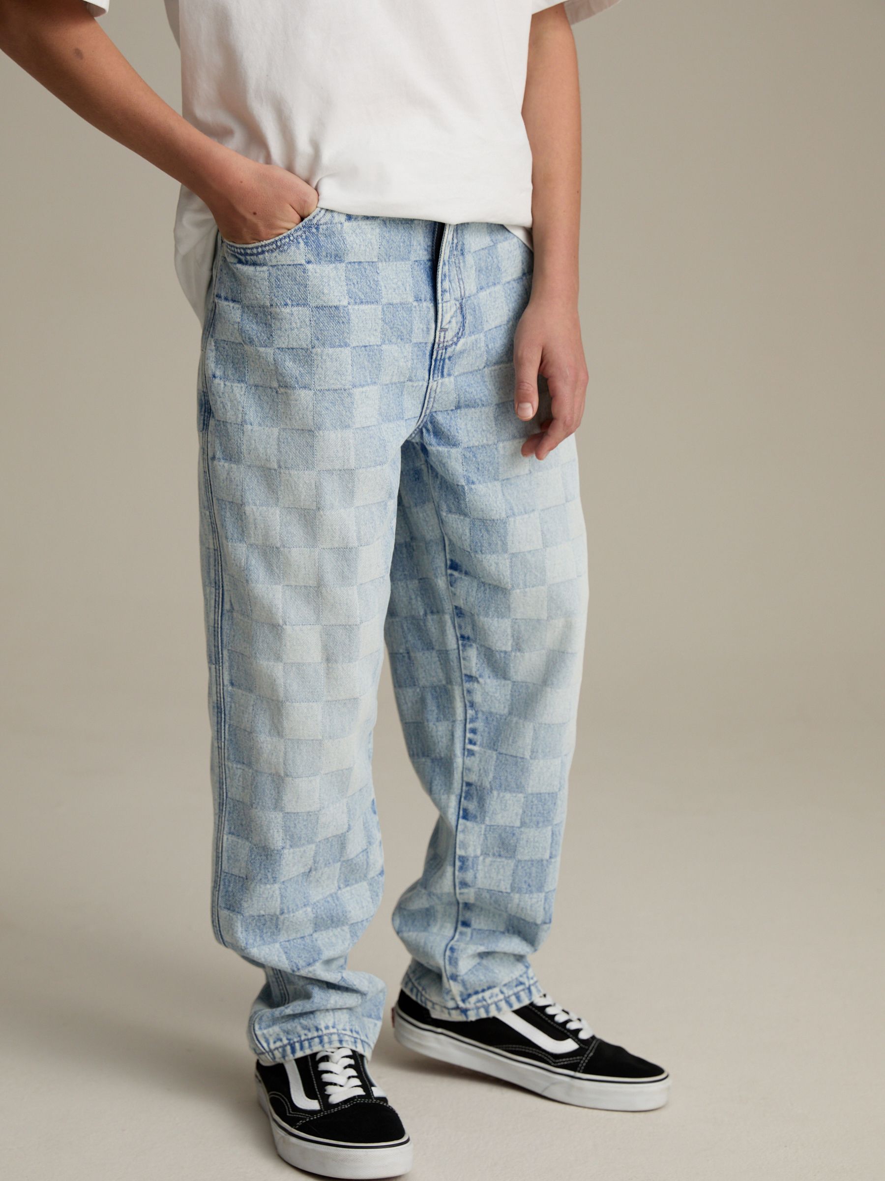 Buy Check Blue Denim Loose Fit Authentic Jeans (3-16yrs) from the Next ...