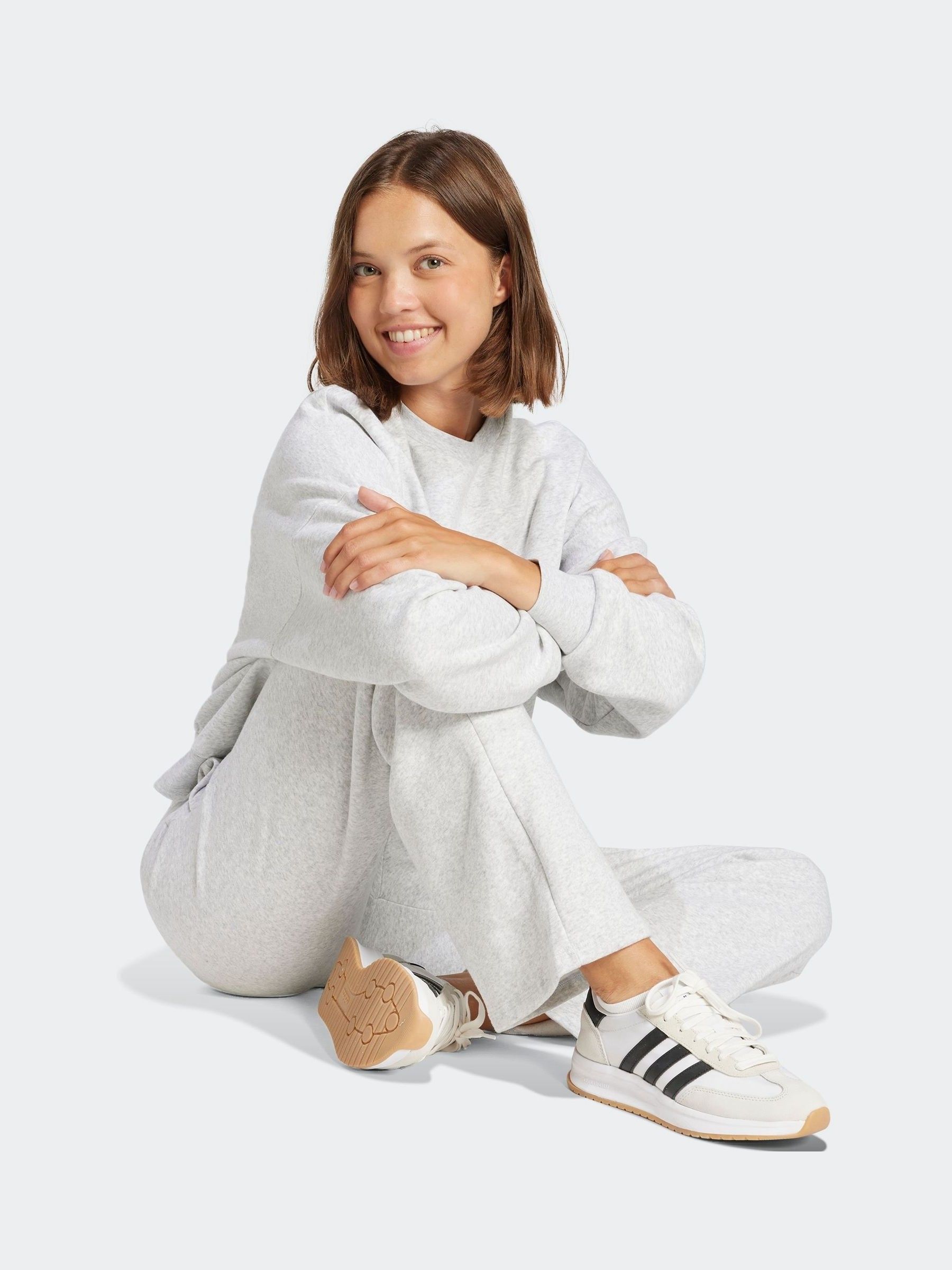 Buy adidas light Grey Essentials Small Logo Feel Cosy Open Hem Joggers ...