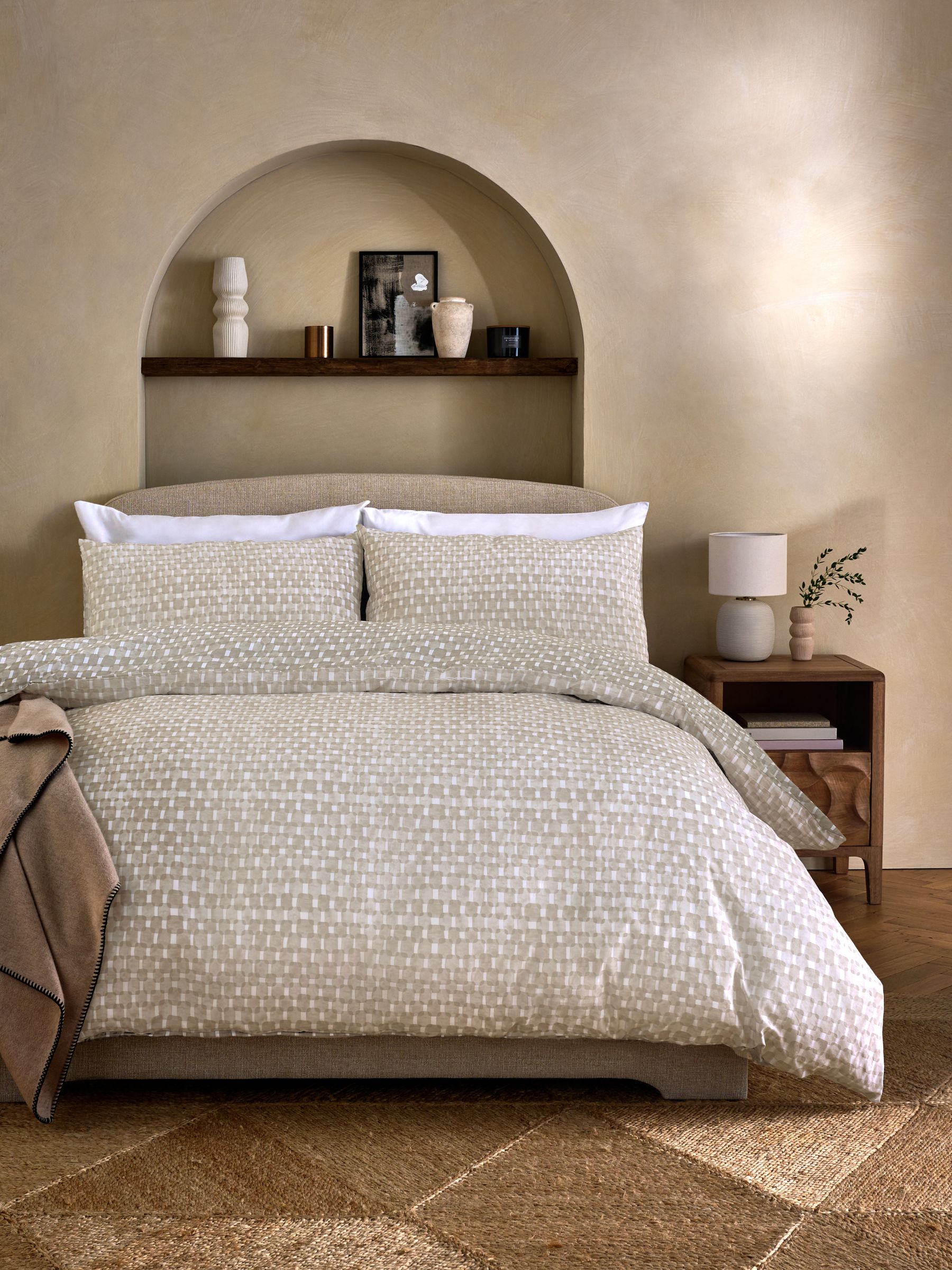 Buy Natural Geometric Reversible Duvet Cover and Pillowcase Set from ...
