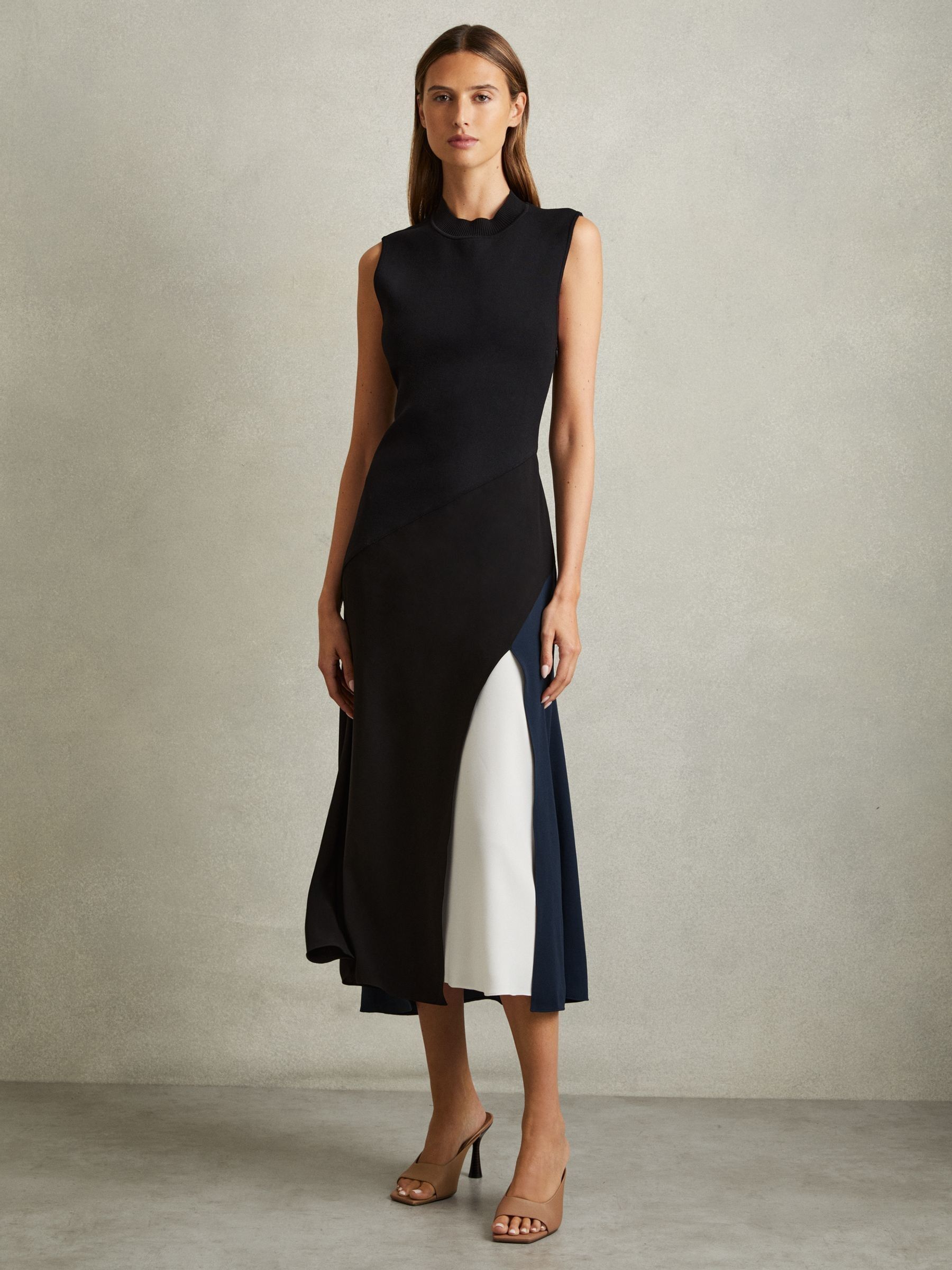 Buy Reiss Black Faro Hybrid Colourblock Midi Dress from the Next UK ...