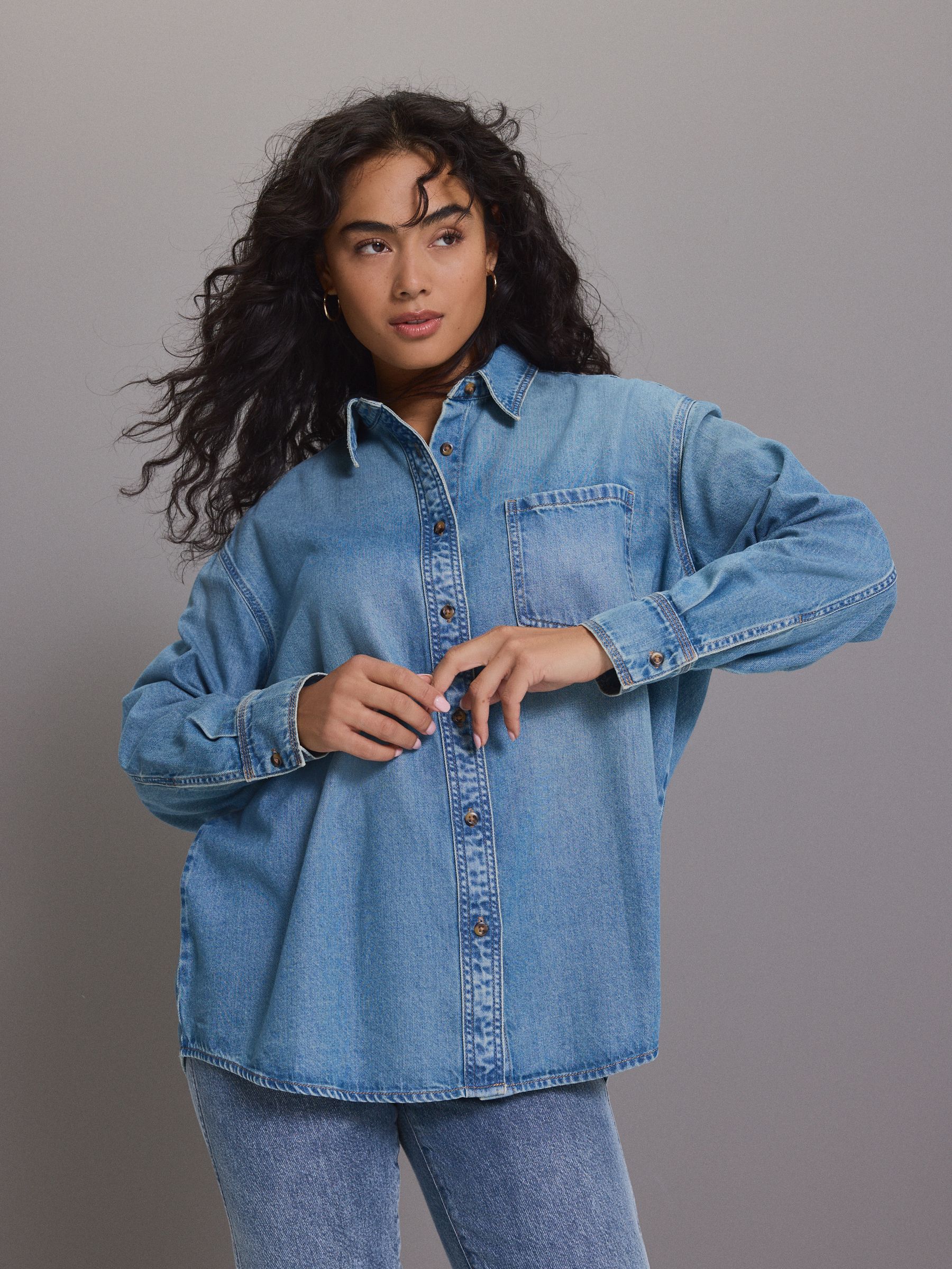 Buy Blue Relaxed Denim Shirt from the Next UK online shop