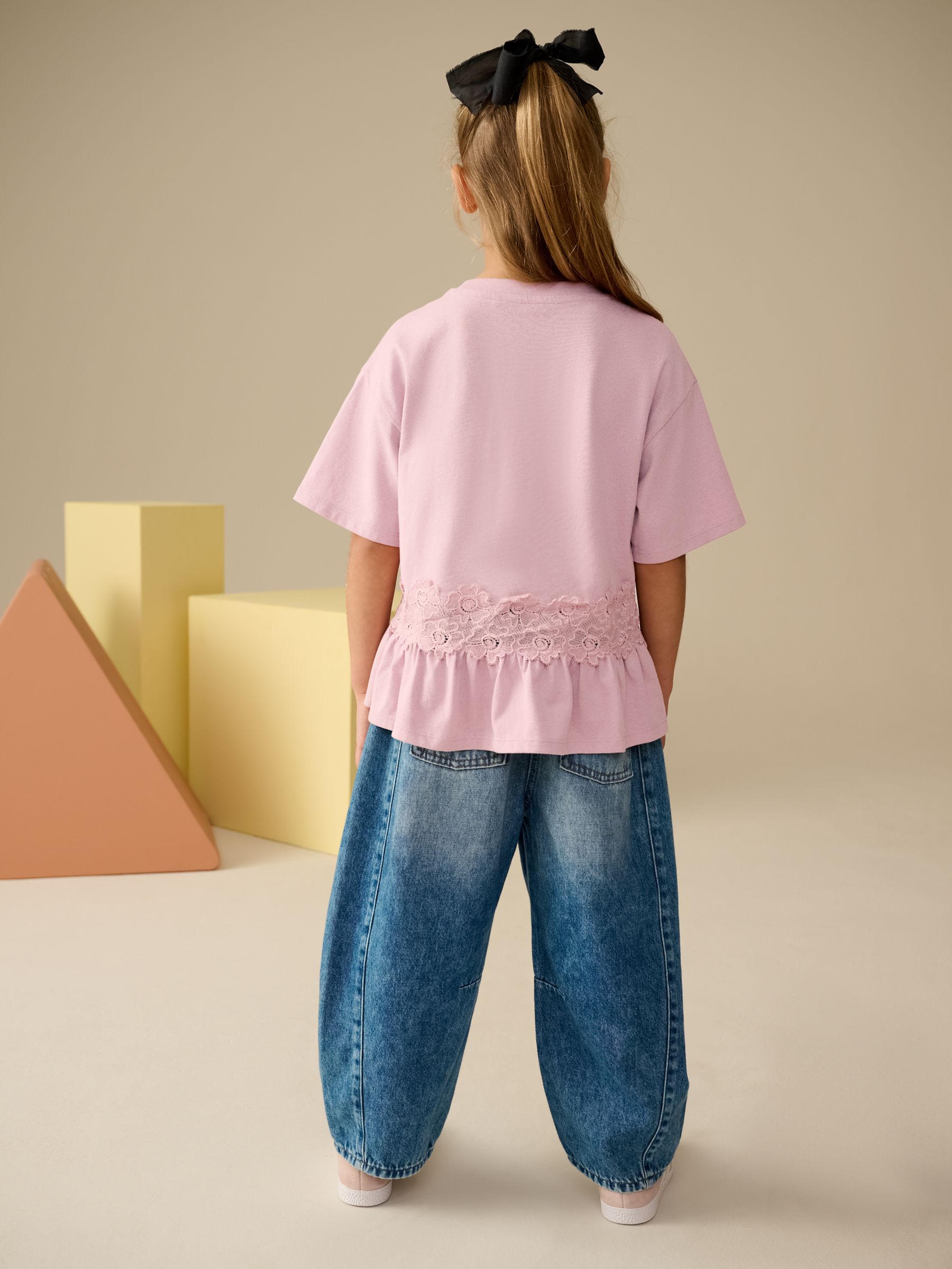 Buy Pink Lace Frill Hem T-Shirt (3-16yrs) from the Next UK online shop