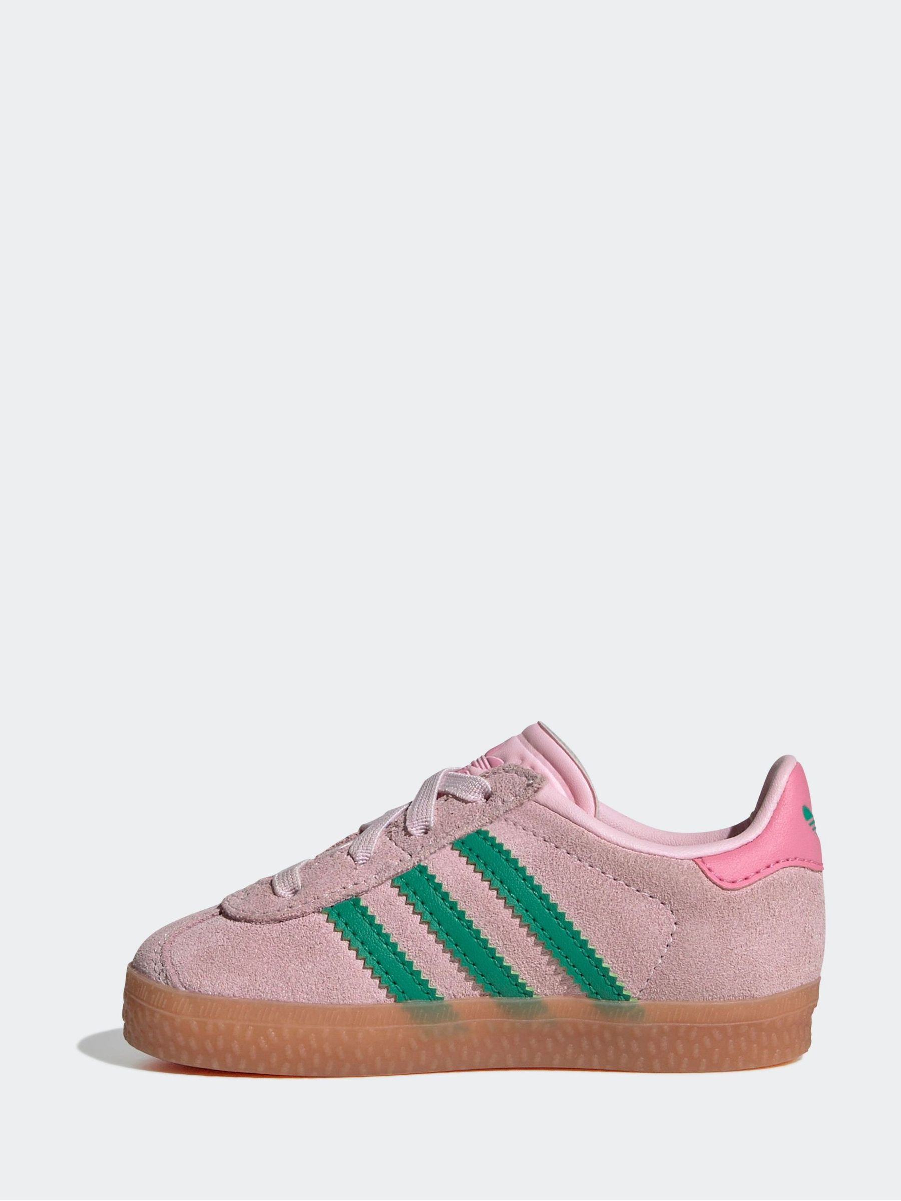 Buy adidas Originals Pink/Green Gazelle Comfort Closure Elastic Laces ...