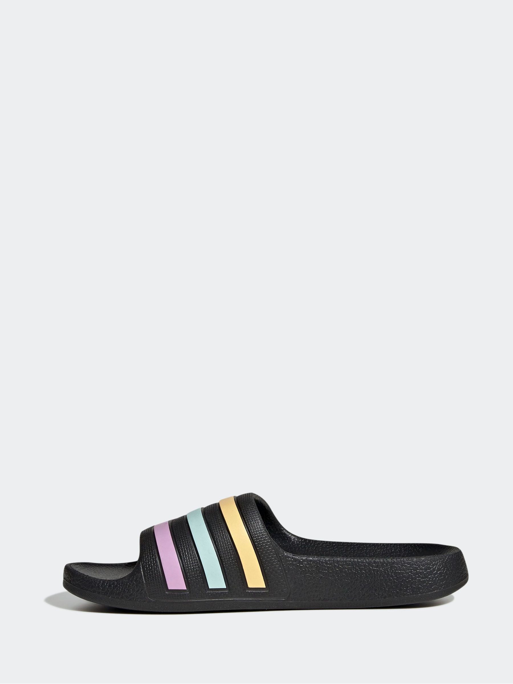 Buy adidas Black/Multi Adilette Aqua Kids Slides from the Next UK ...