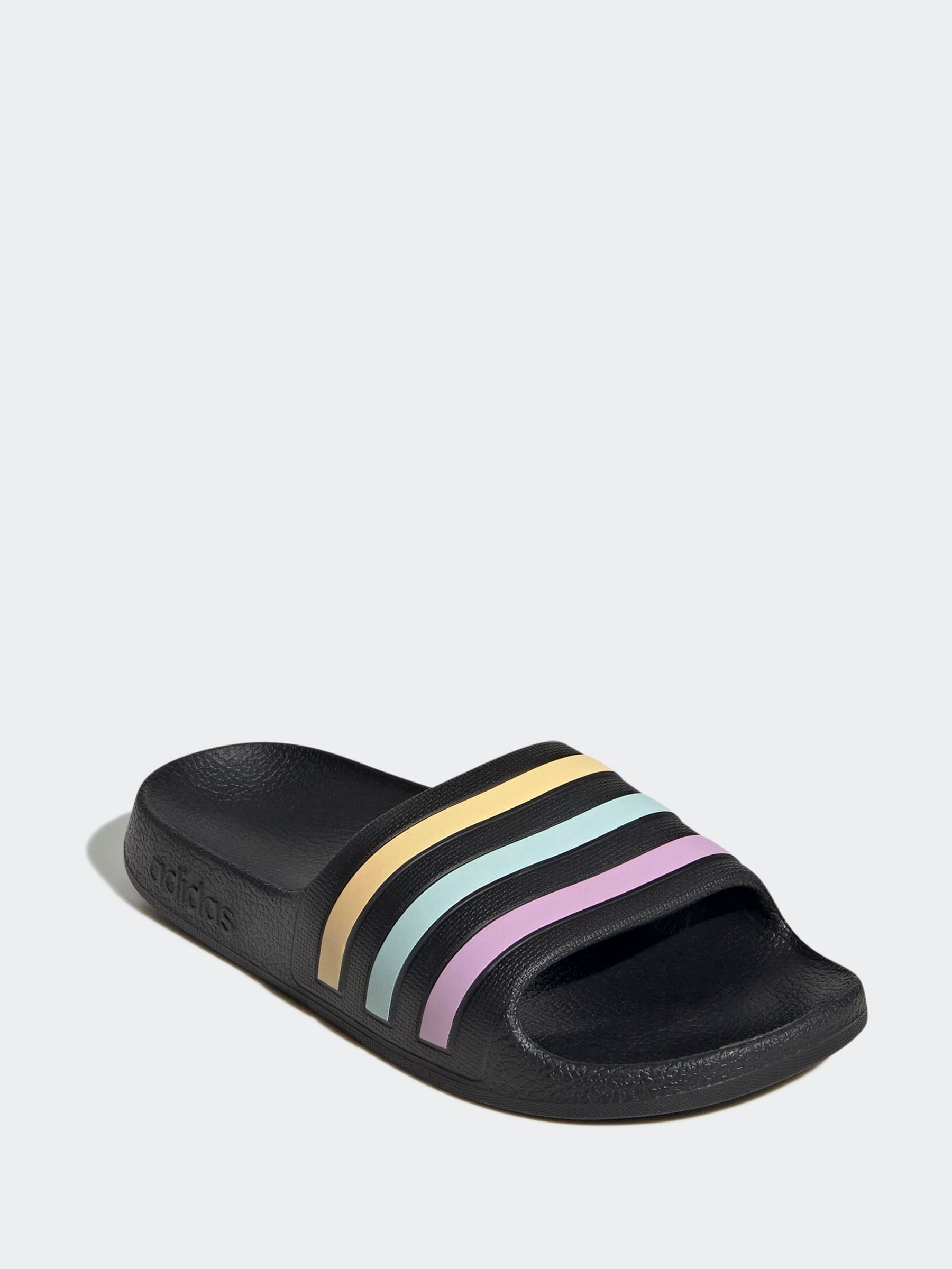 Buy adidas Black/Multi Adilette Aqua Kids Slides from the Next UK ...